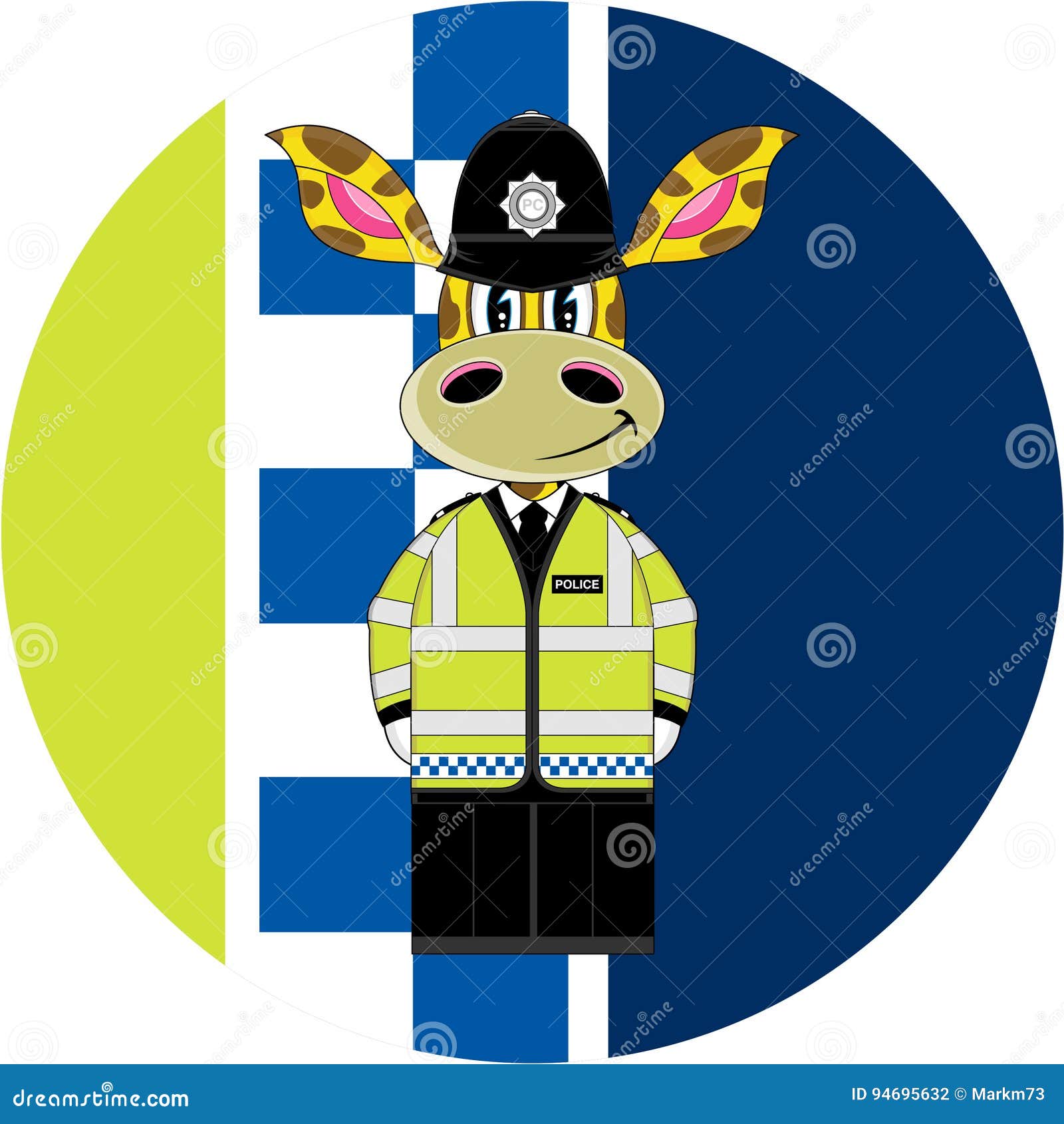 Cute Cartoon Giraffe Policeman Stock Vector - Illustration of british ...