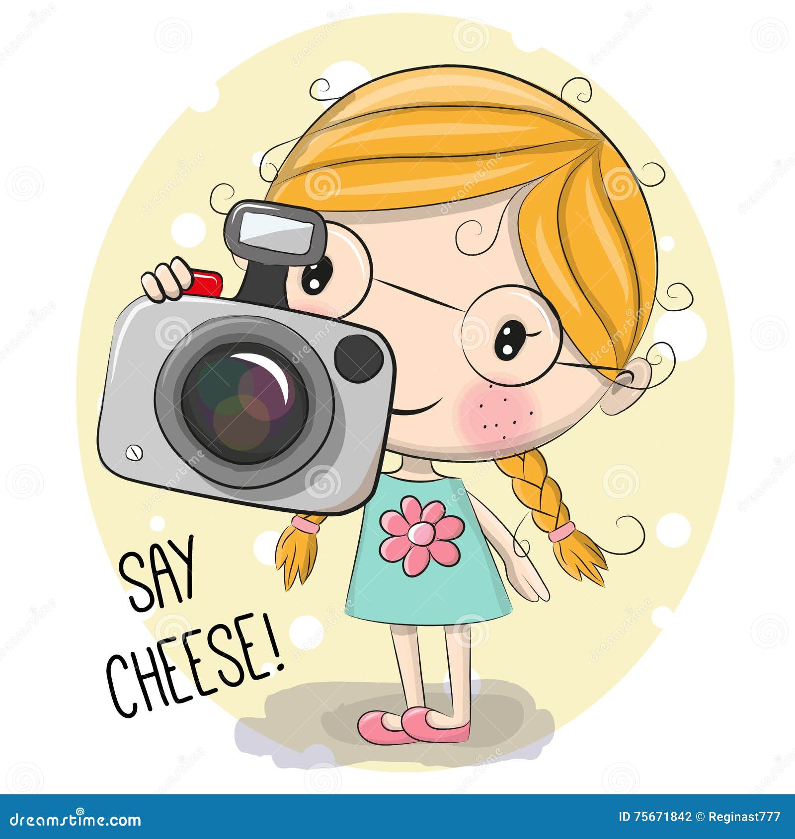 Cute Cartoon Girl With A Camera Vector Illustration | CartoonDealer.com ...