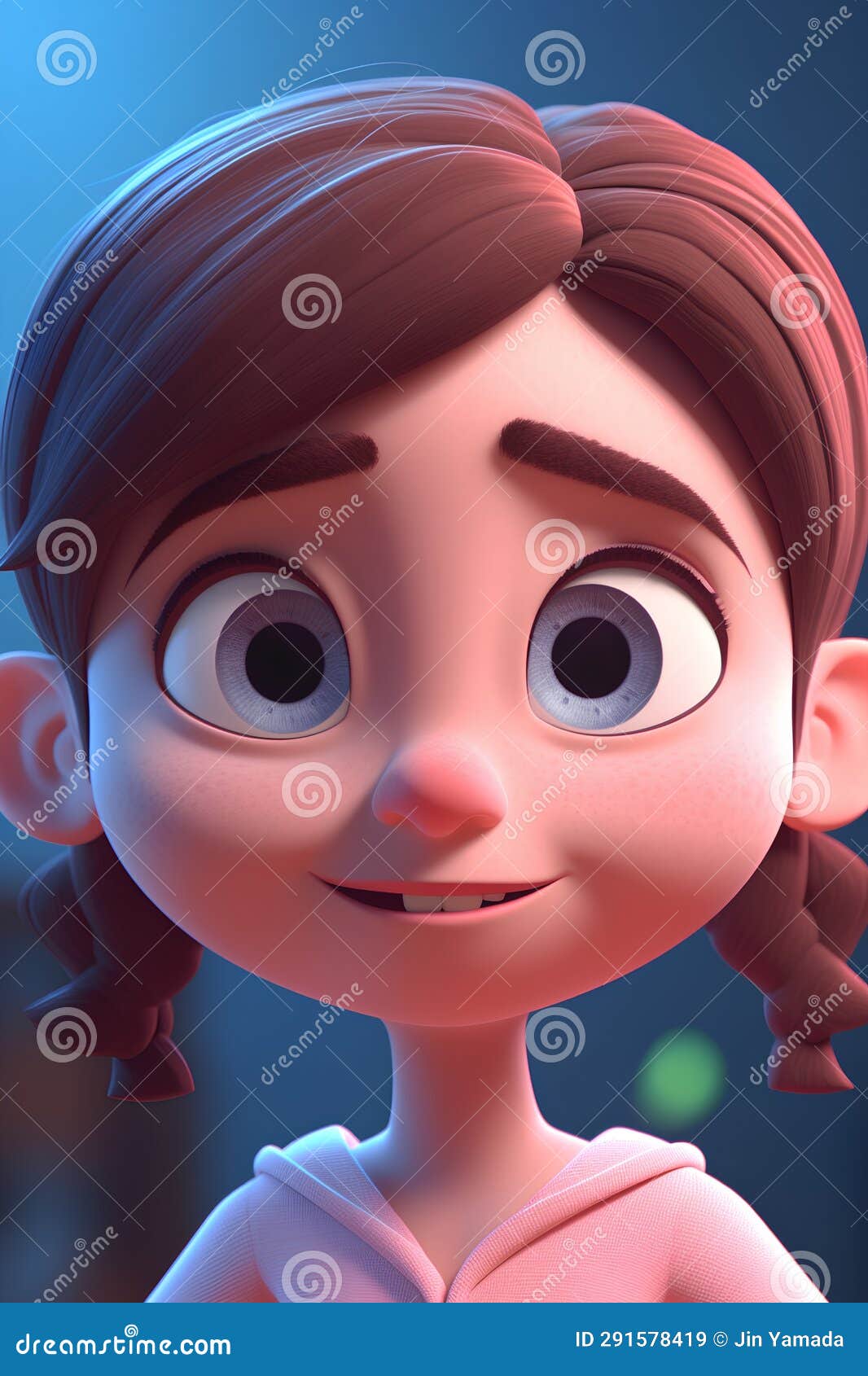 Cute Cartoon Girl - 3D Illustration, 3D Rendering Stock Illustration ...