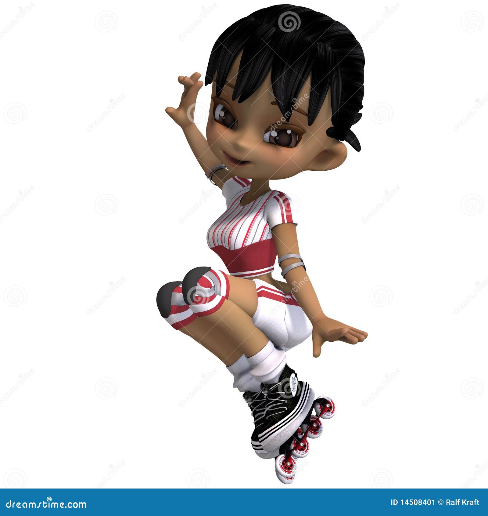 Cute Cartoon Girl With Inline Skates. 3D Royalty-Free Stock Photography ...