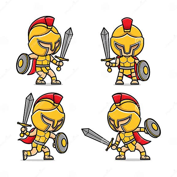 Gladiator Using Sword and Shield Stock Vector - Illustration of armor ...