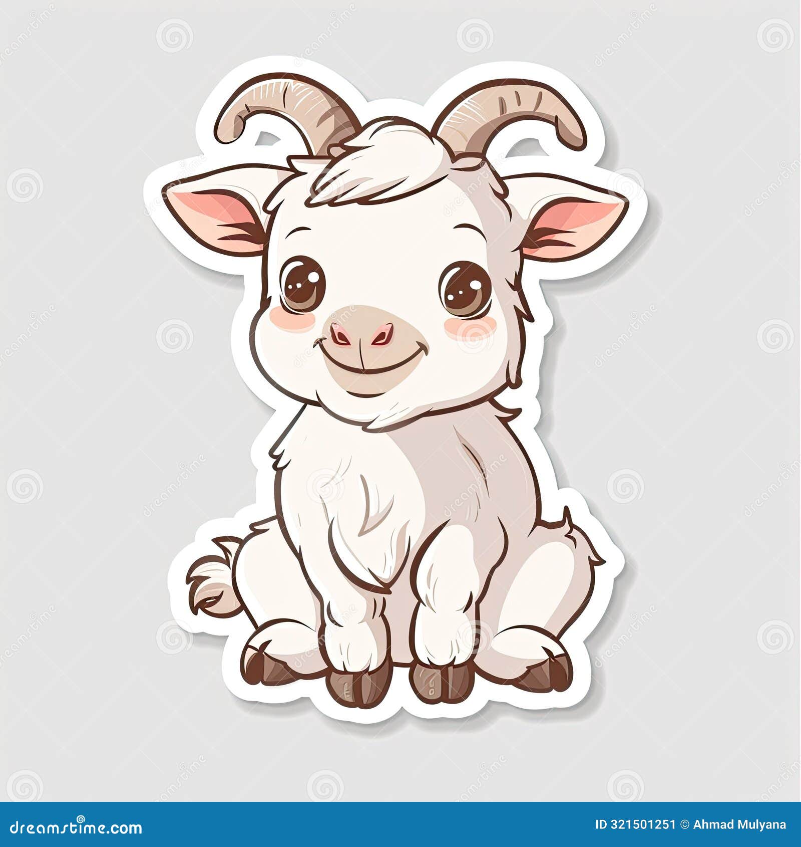 Cute Cartoon Goat Sticker with a Smile Generated with AI Stock ...