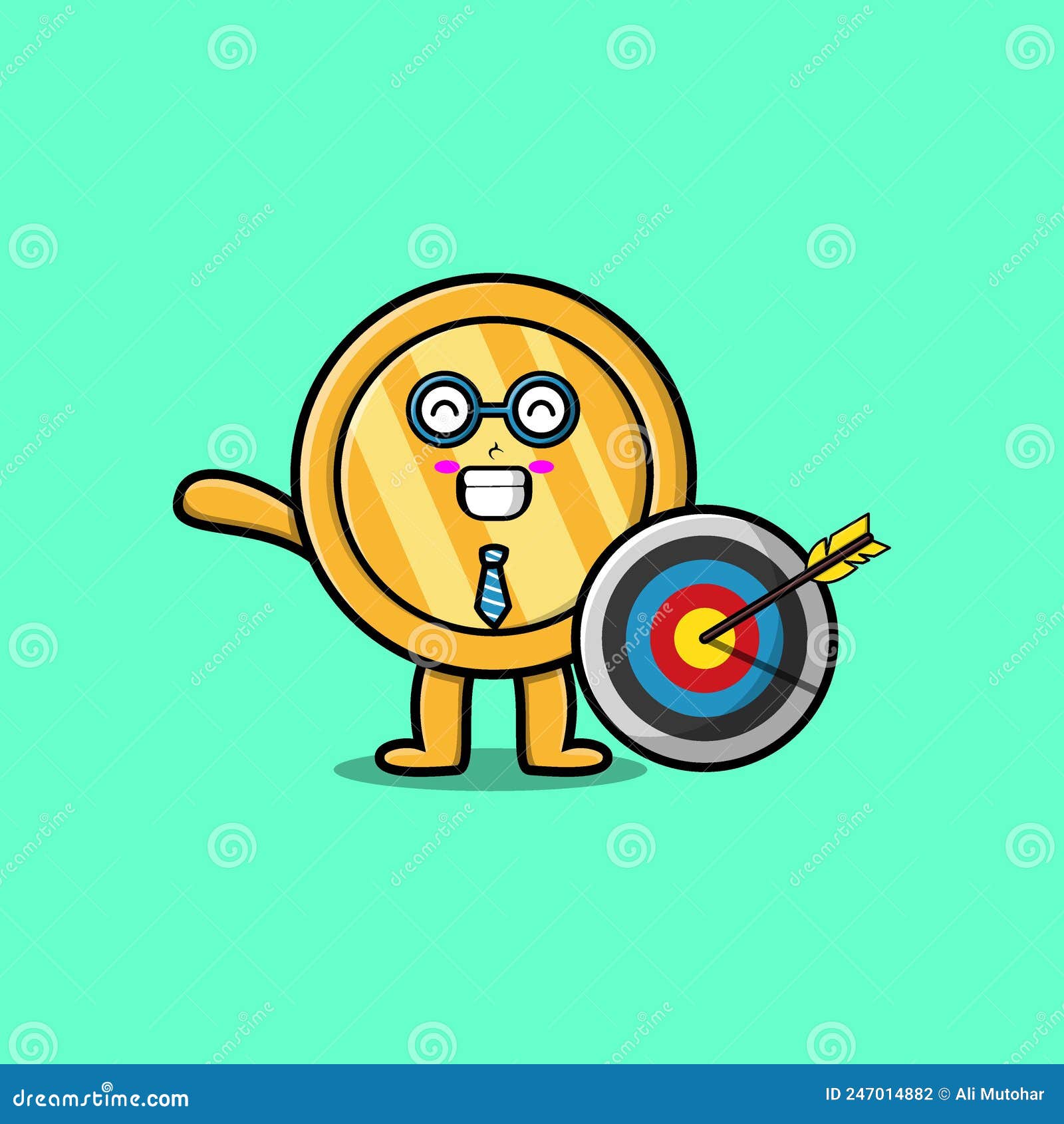 Cute Cartoon Gold Coin Character in Flat Style Stock Illustration ...