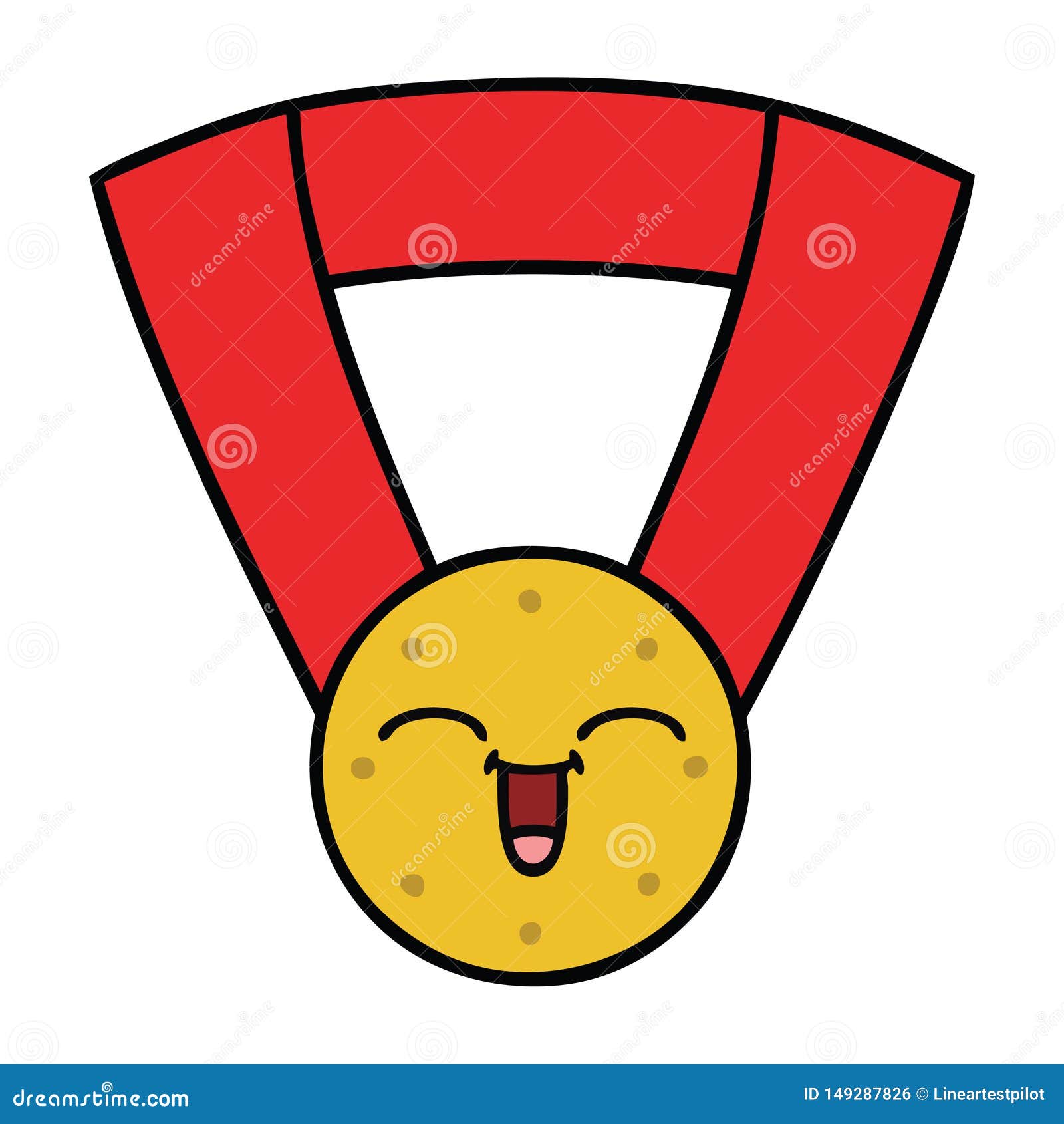Cute cartoon gold medal stock vector. Illustration of award - 149287826