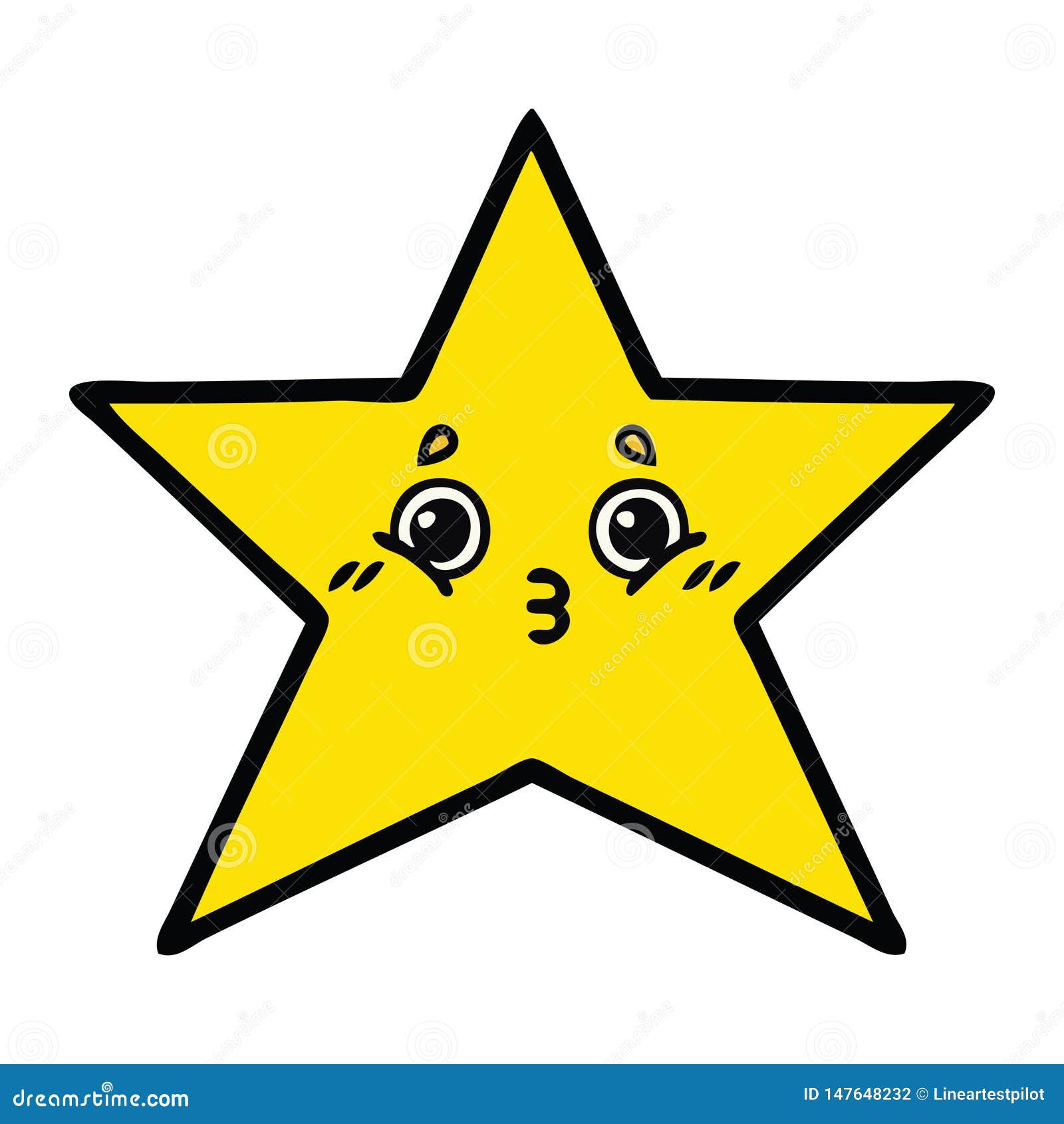 Cute cartoon gold star stock vector. Illustration of freehand - 147648232
