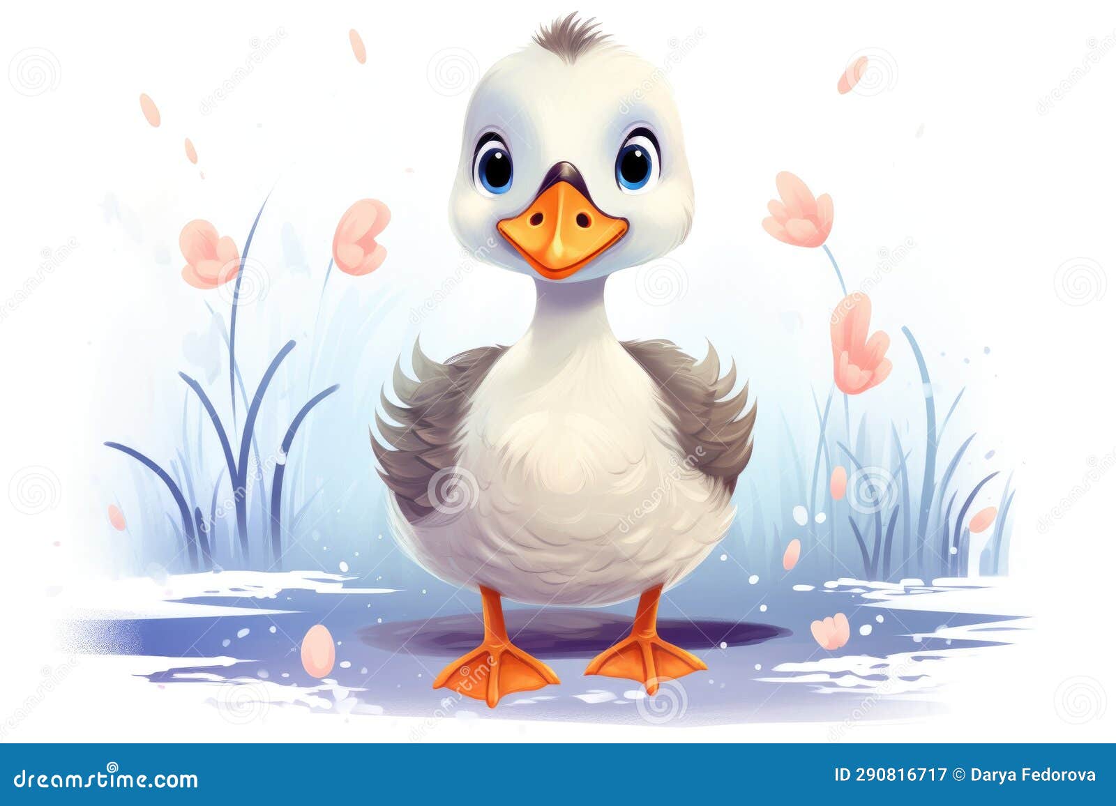 Cute Cartoon Goose Illustration on White Background Stock Illustration ...