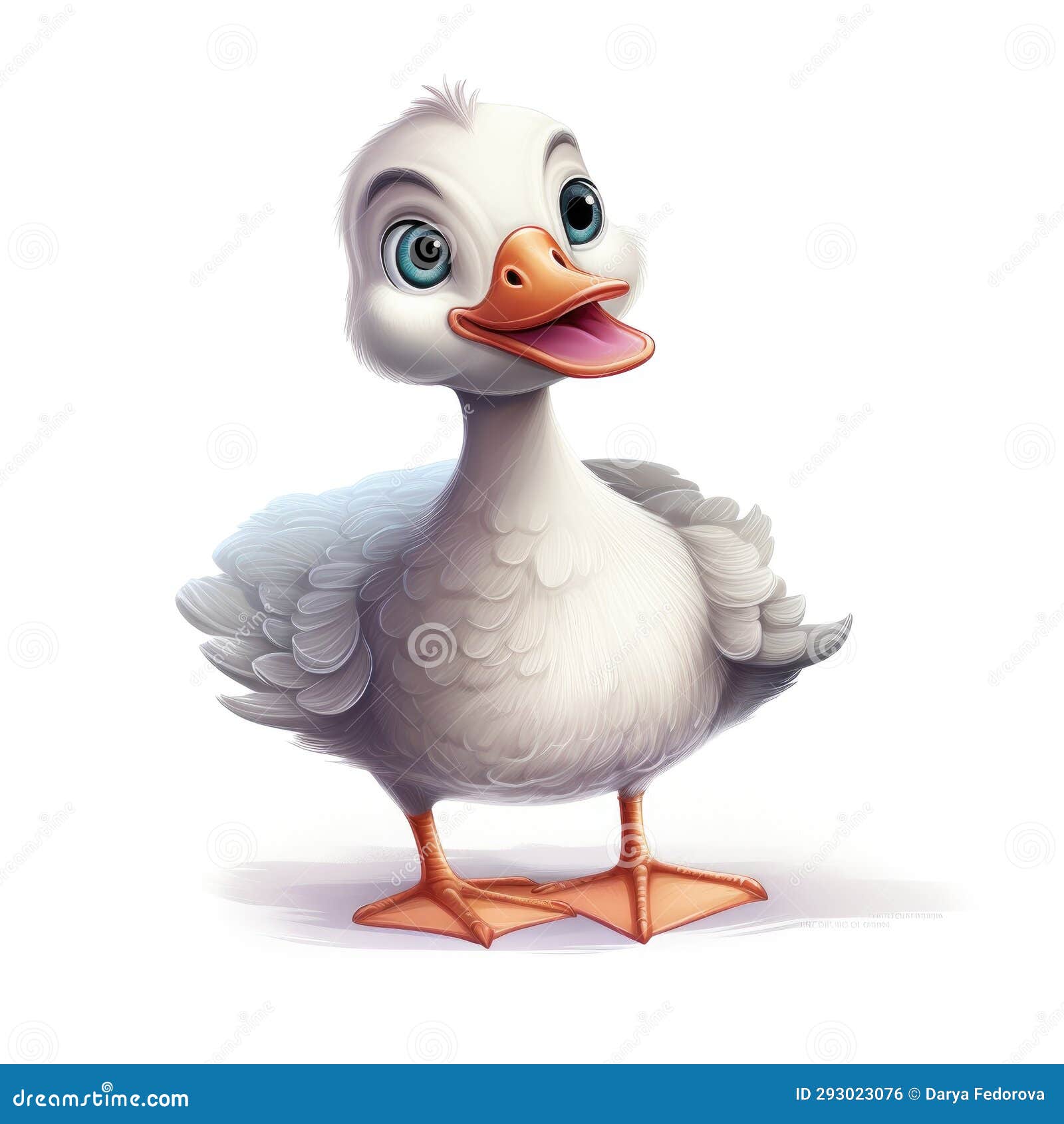 Cute Cartoon Goose Illustration on White Background Stock Illustration ...