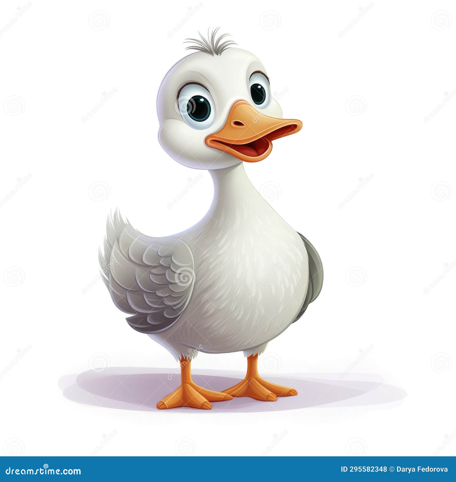 Cute Cartoon Goose Illustration on White Background Stock Illustration ...