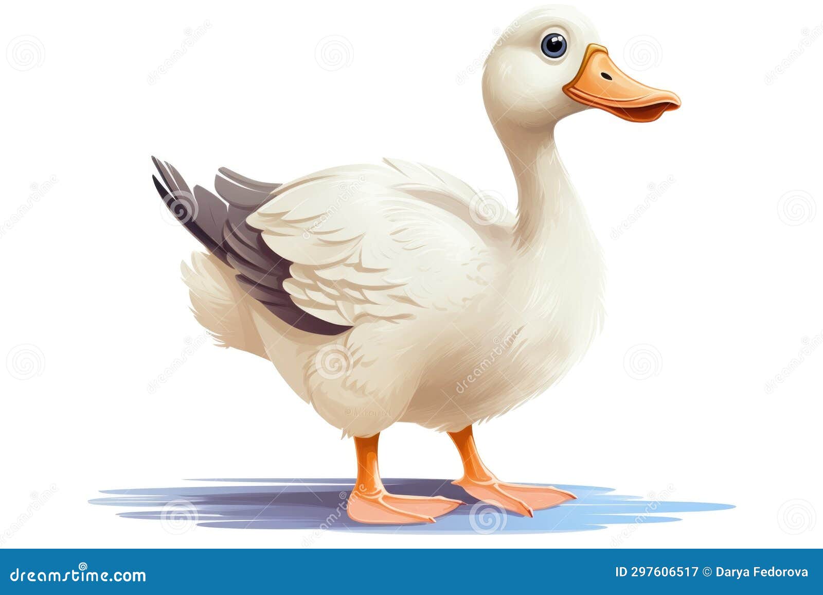 Cute Cartoon Goose Illustration on White Background Stock Illustration ...