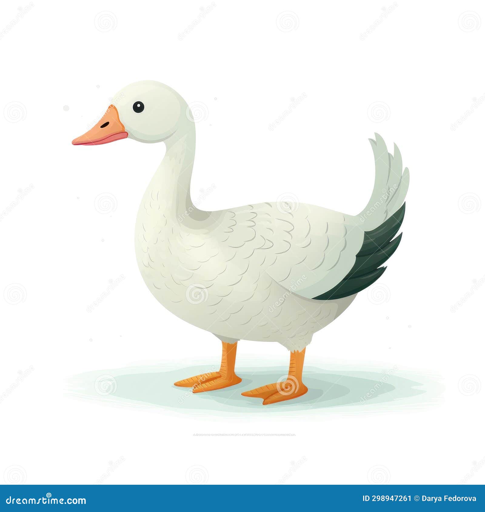 Cute Cartoon Goose Illustration on White Background Stock Illustration ...