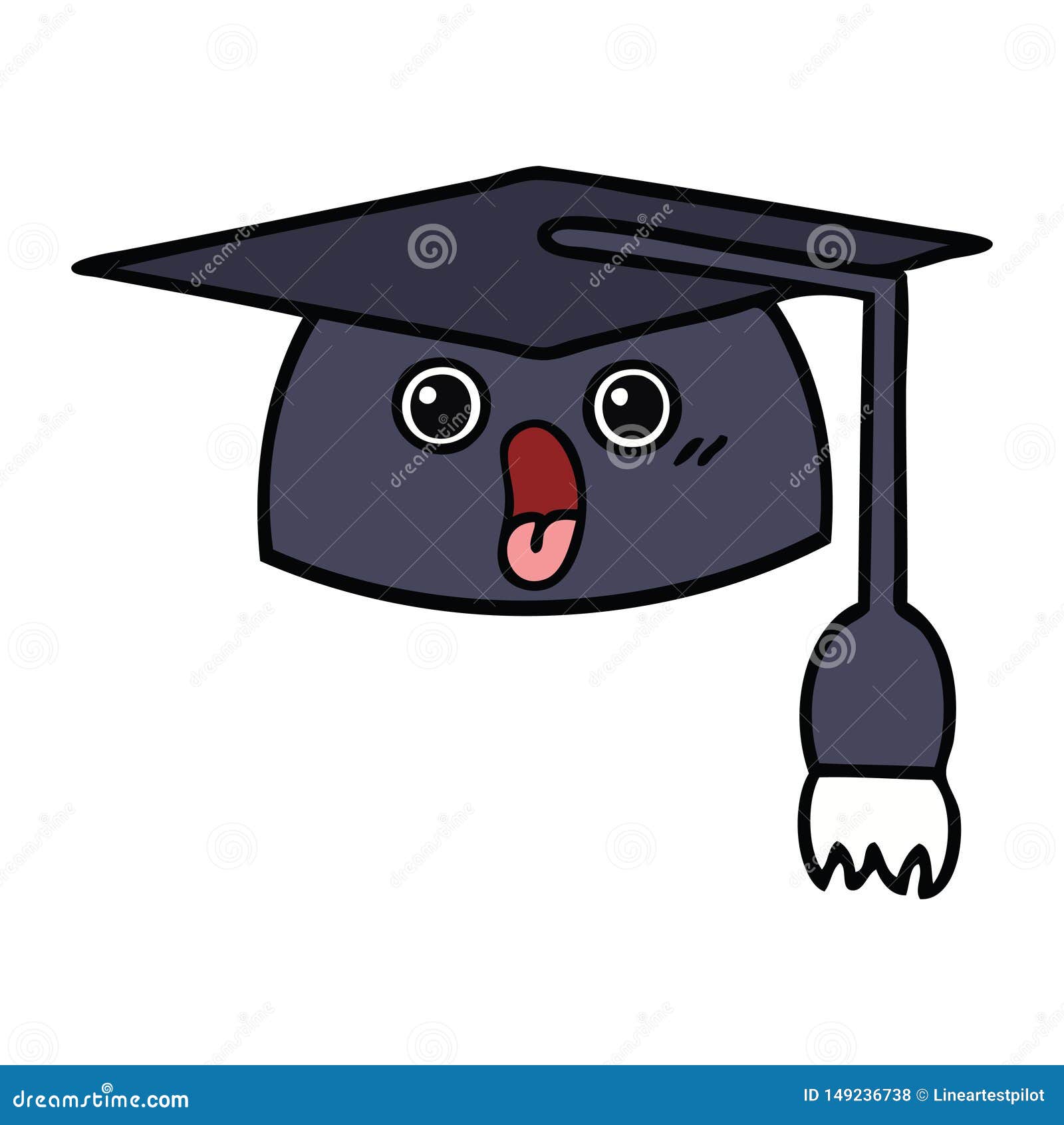 Cute Cartoon Graduation Hat Stock Vector - Illustration of board ...