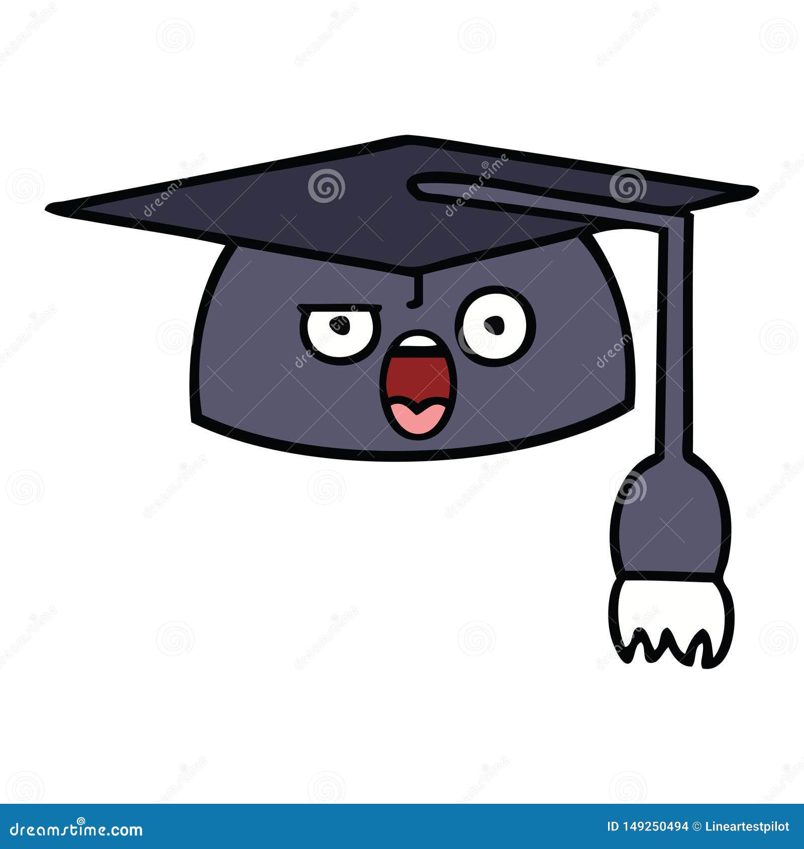 Cute Cartoon Graduation Hat Stock Vector - Illustration of hand ...