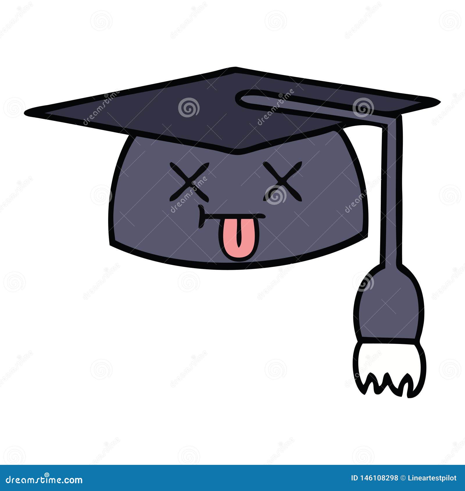 Cute Cartoon of a Graduation Hat Stock Vector - Illustration of hand ...