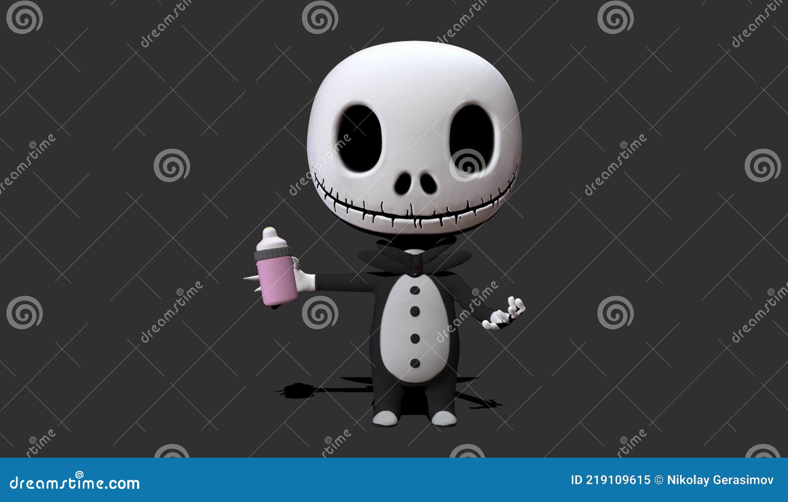 Cute Cartoon Gray Monster. All in a Single Layer. 3d-illustration 3d ...