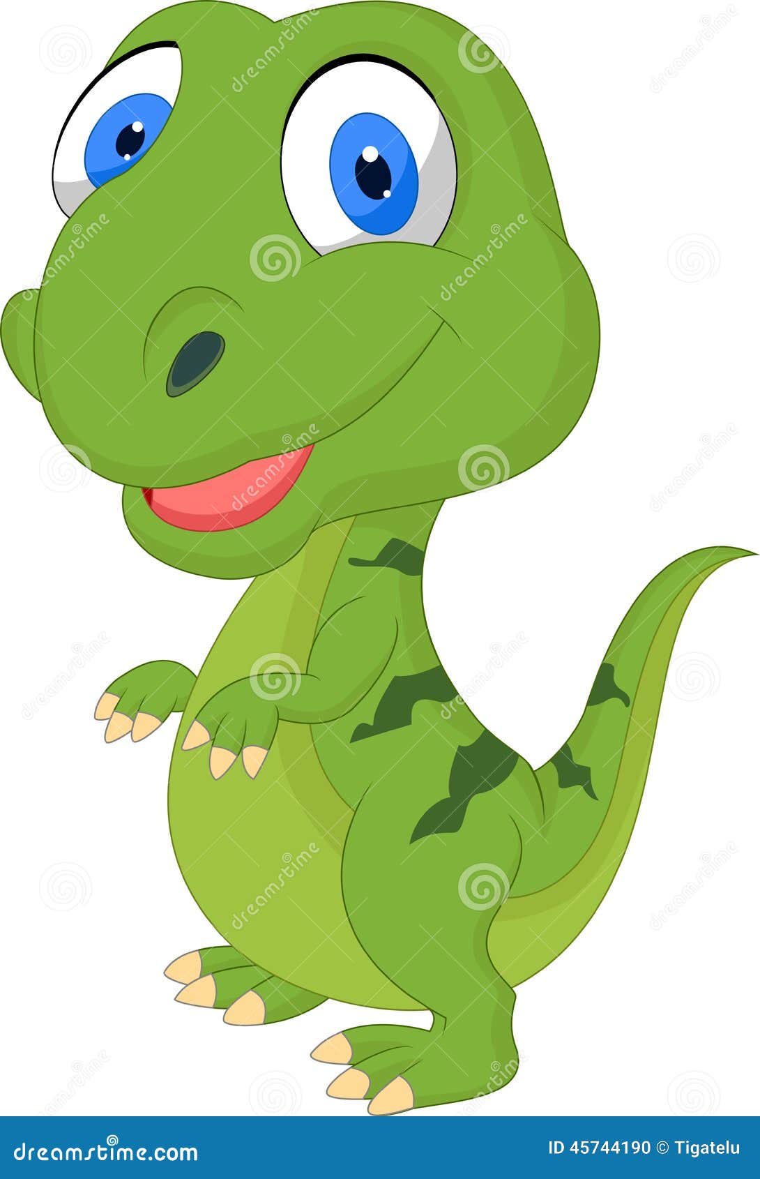 Cute Cartoon Green Dinosaur Stock Vector - Illustration of dino, baby ...