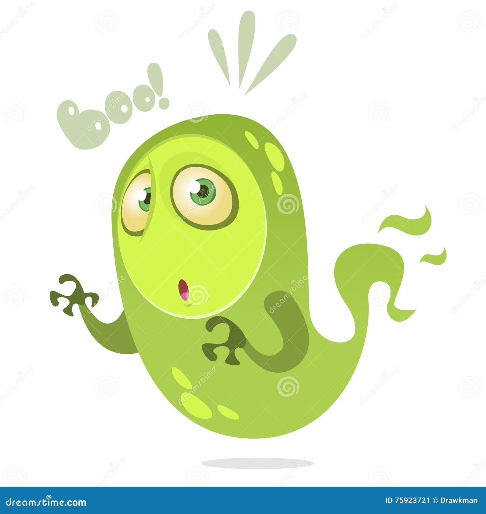 Cute Cartoon Green Ghost. Vector Halloween Monster Character Isolated ...
