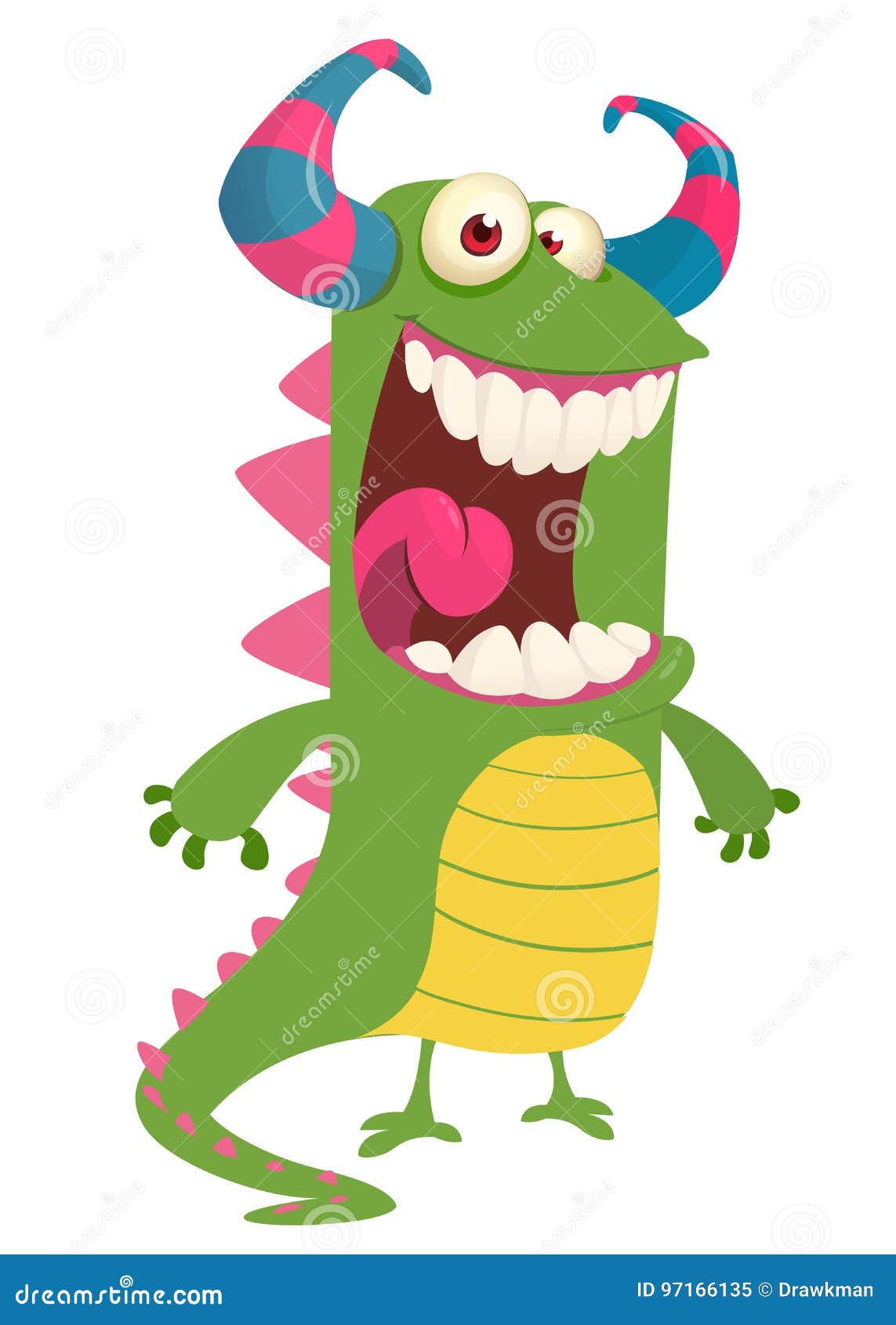 Cute Cartoon Green Monster Icon. Vector Illustration Stock Vector ...
