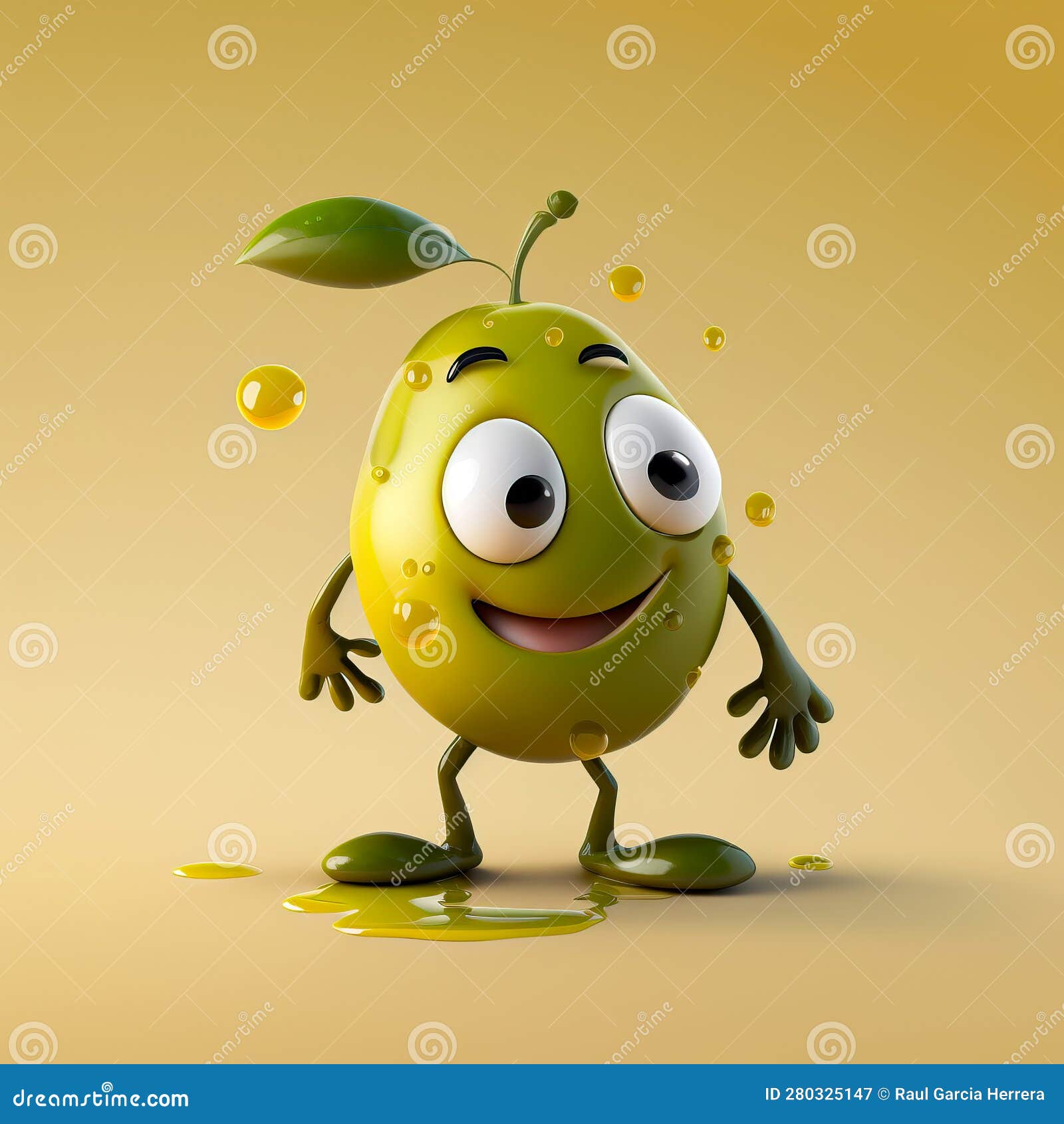 Cute Cartoon Green Olive Character. Generative Ai Stock Illustration ...