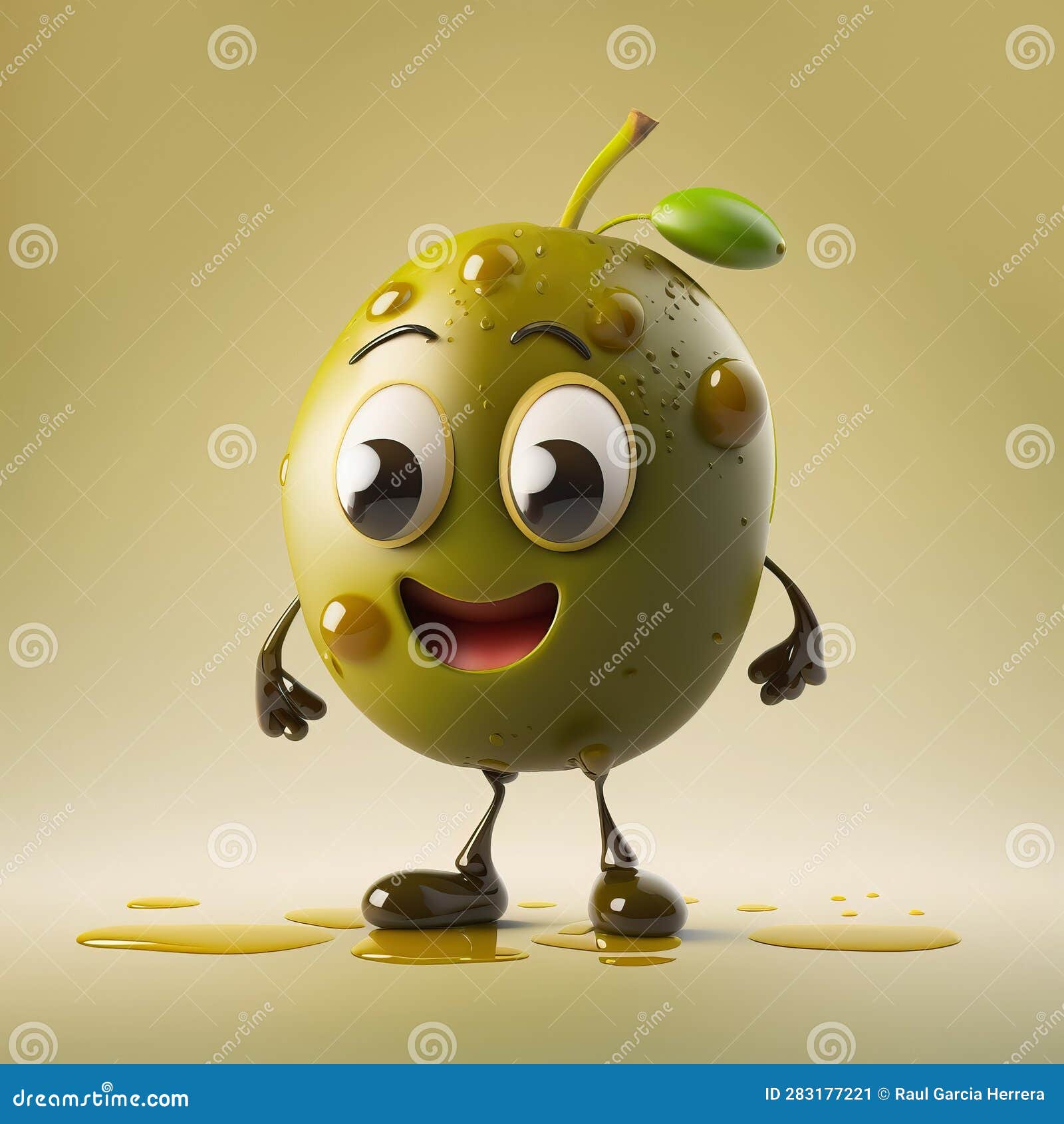 Cute Cartoon Green Olive Character. Generative Ai Stock Illustration ...