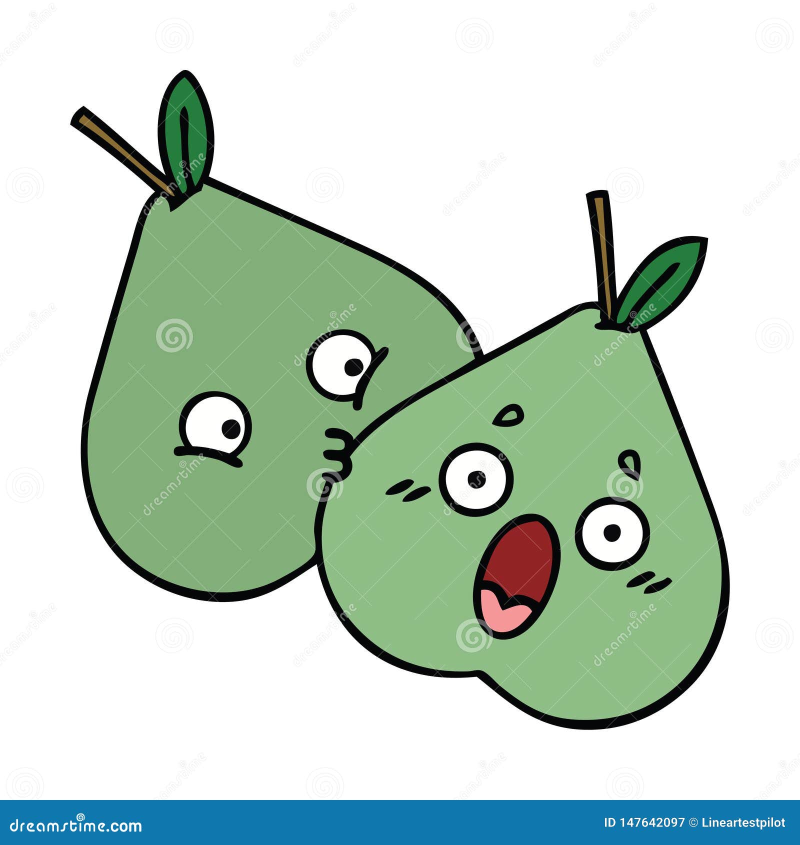 Cute cartoon green pear stock vector. Illustration of cartoon - 147642097