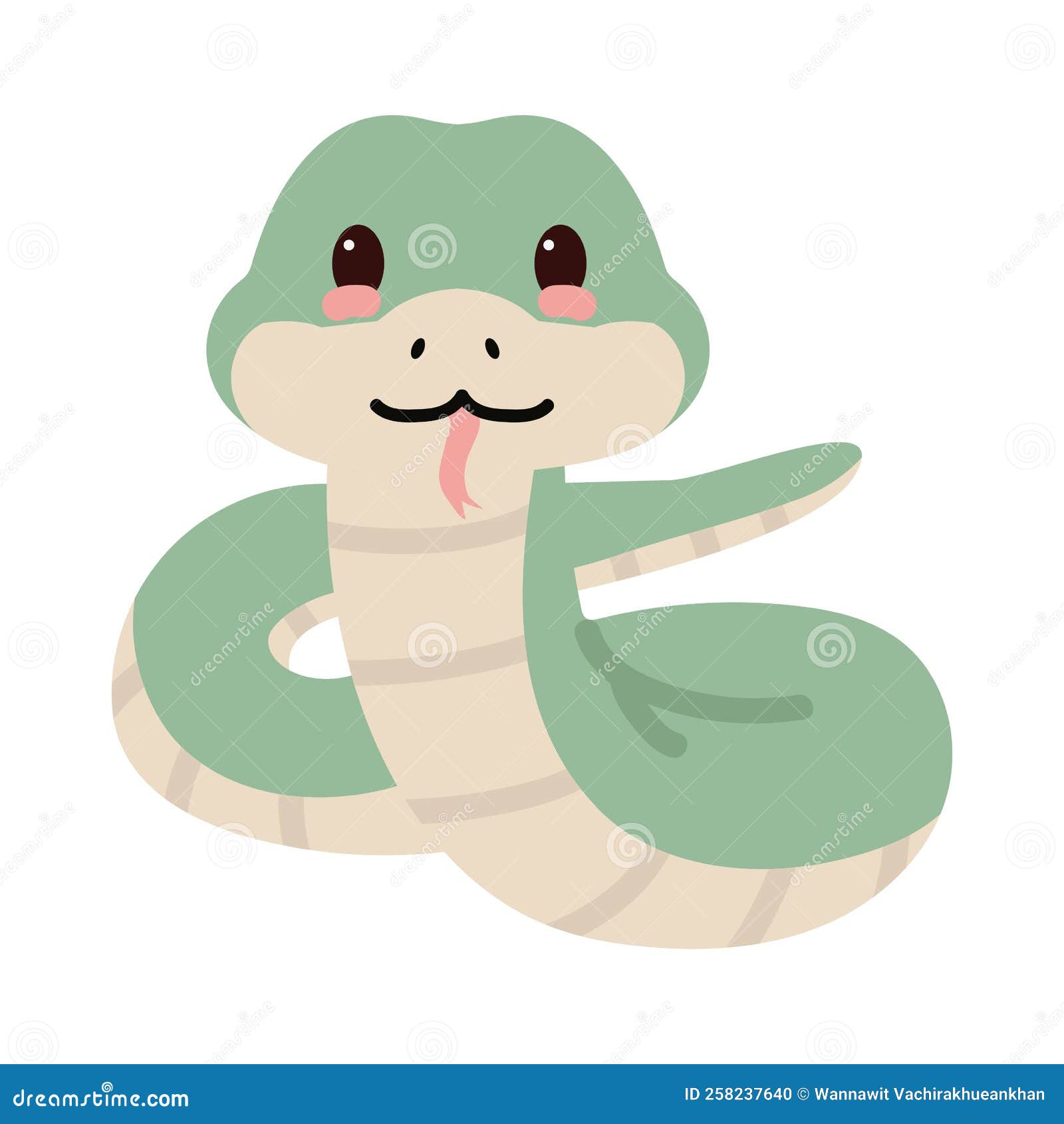 Cute Cartoon Green Snake Animal Stock Vector - Illustration of comic ...