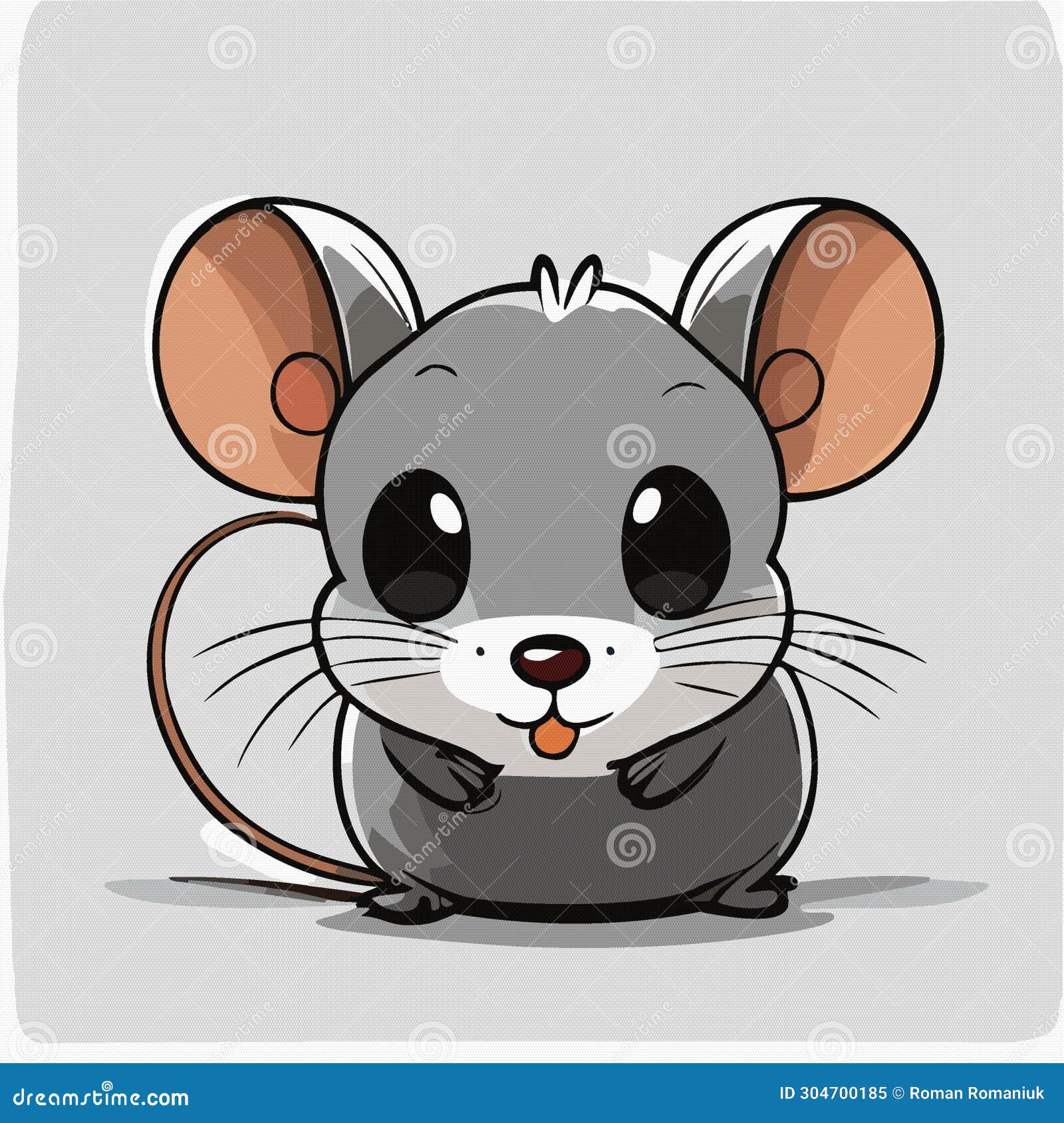 Cute Cartoon Grey Animal Mouse Vector Illustration Stock Illustration ...