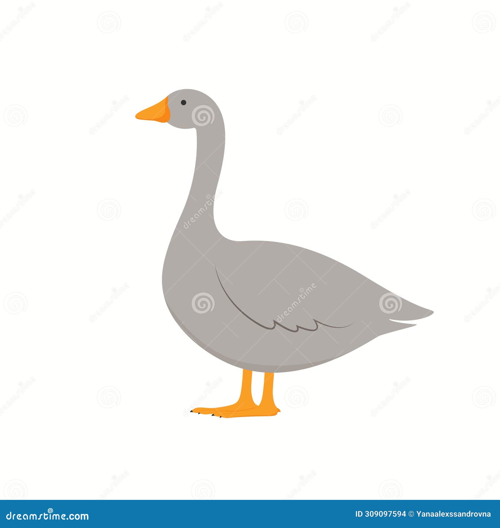 Cute Cartoon Grey Goose. Vector Illustration Stock Illustration ...