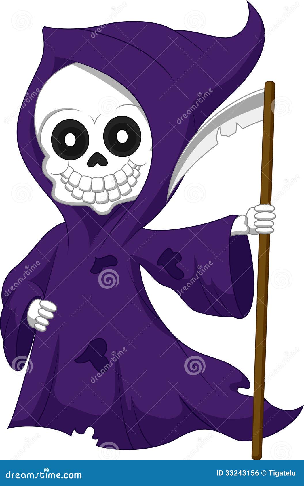 Cute cartoon grim reaper stock vector. Illustration of depression ...