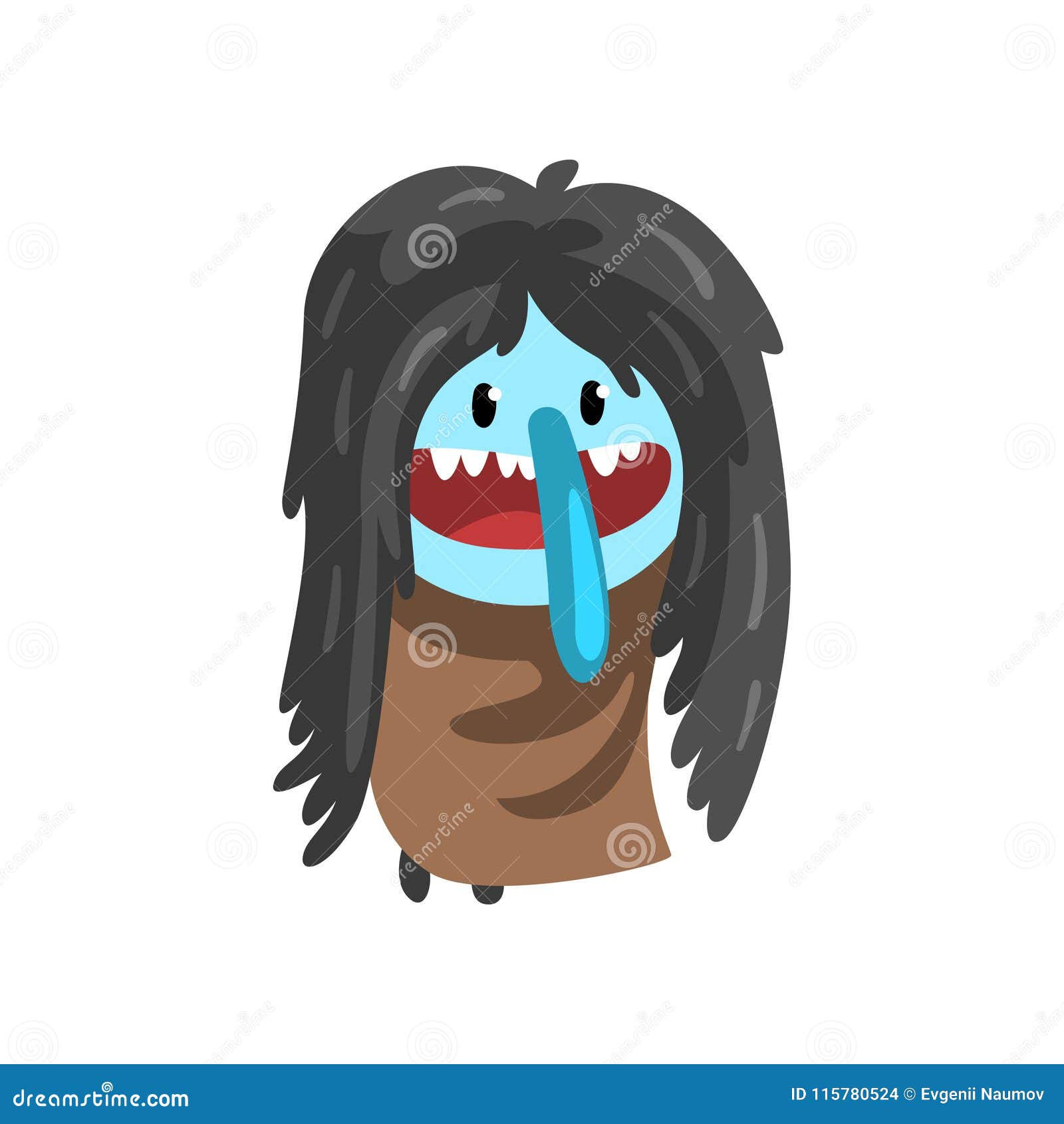 Cute Cartoon Hairy Monster Character With Funny Face Vector