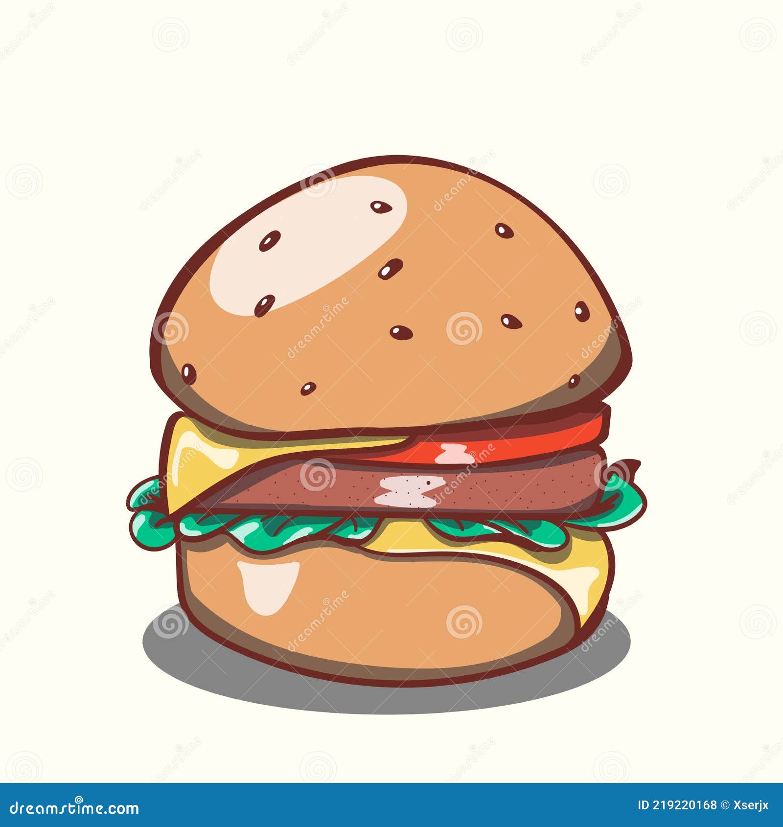 Cute Cartoon Hamburger with Cheese Stock Vector - Illustration of ...