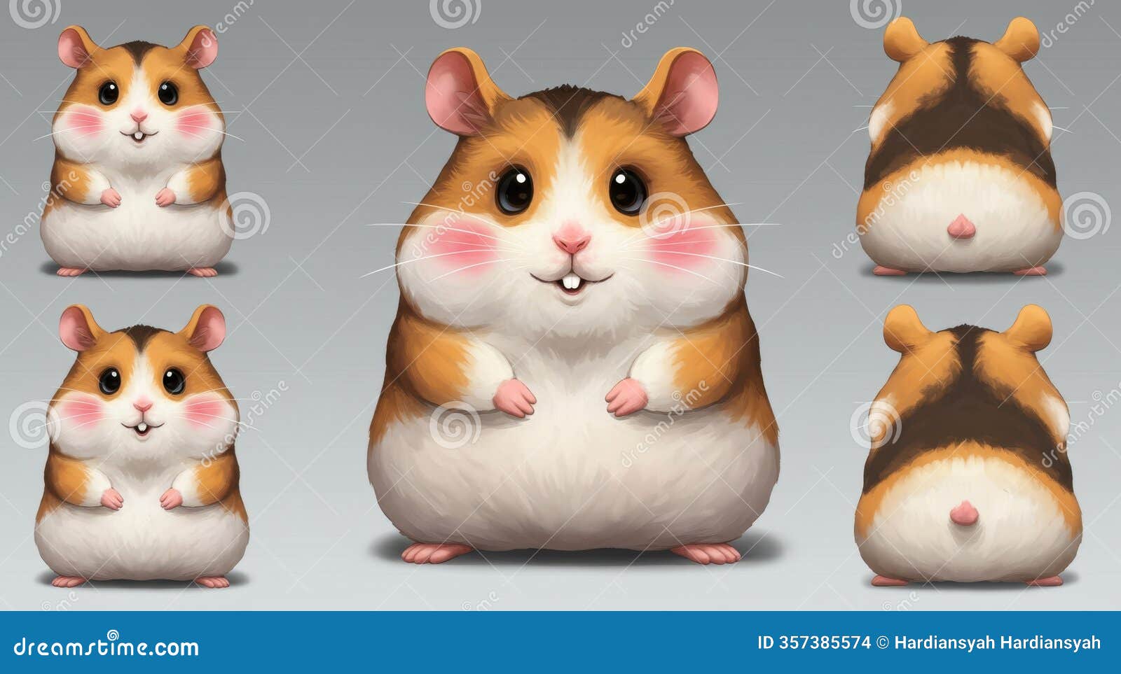 Cute Cartoon Hamster Character Design Showcasing Multiple Angles and ...