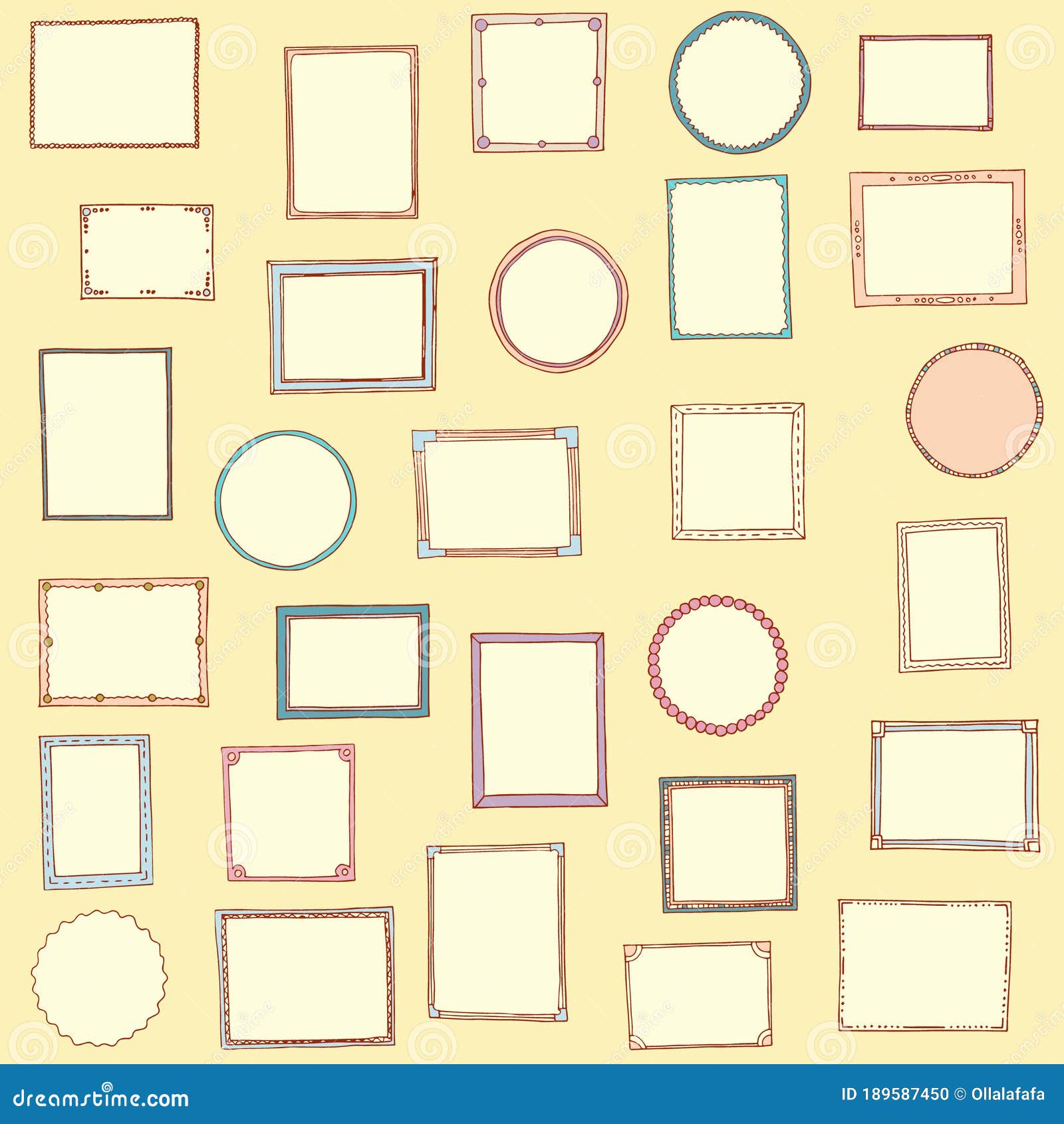 Cute Cartoon Hand Drawn Frames Set. Stock Vector - Illustration of ...