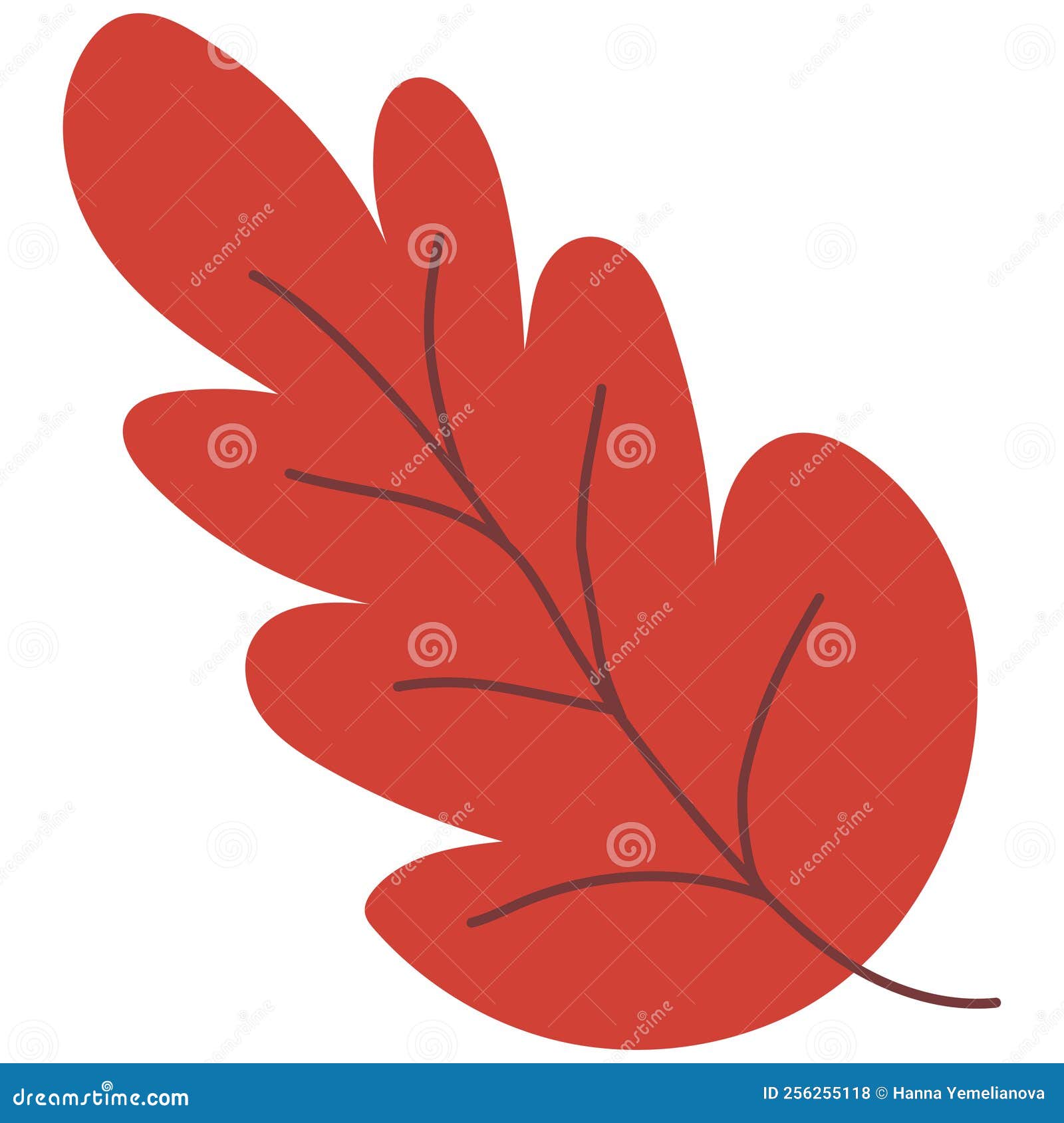 Cute Cartoon Hand Drawn Red Autumn Leaf. Single Design Graphic Element ...