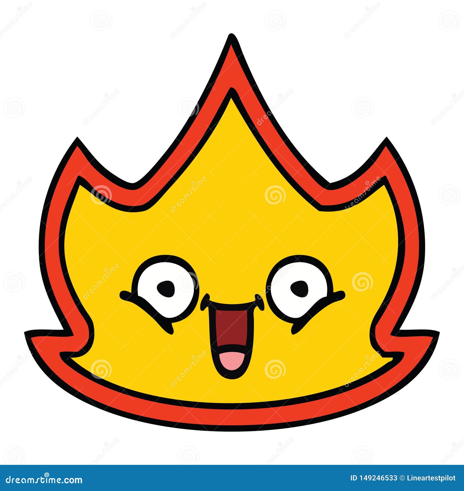 Cute cartoon happy fire stock vector. Illustration of retro - 149246533