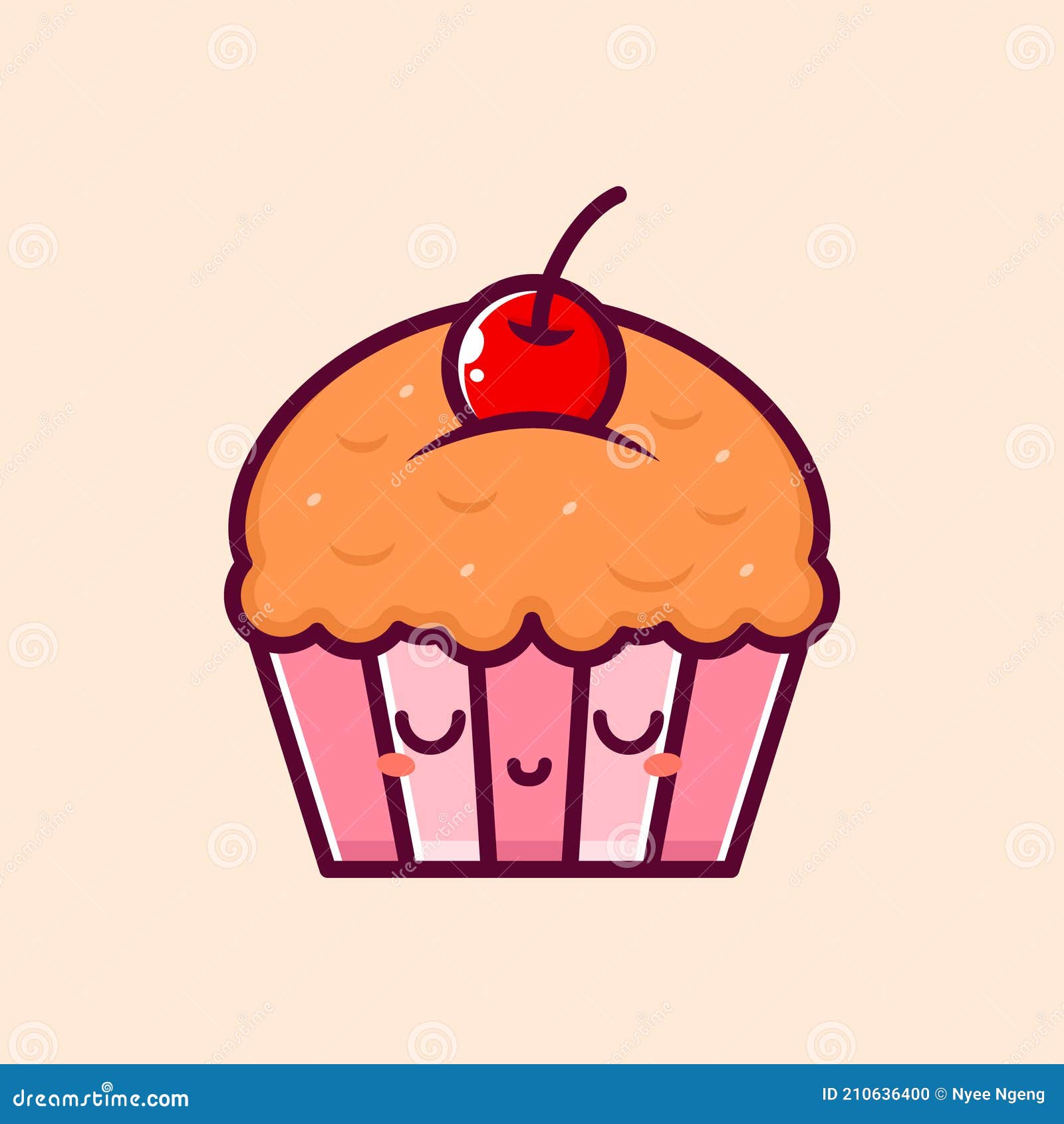 Cute Cartoon of Happy Muffin Smile Stock Vector - Illustration of snack ...