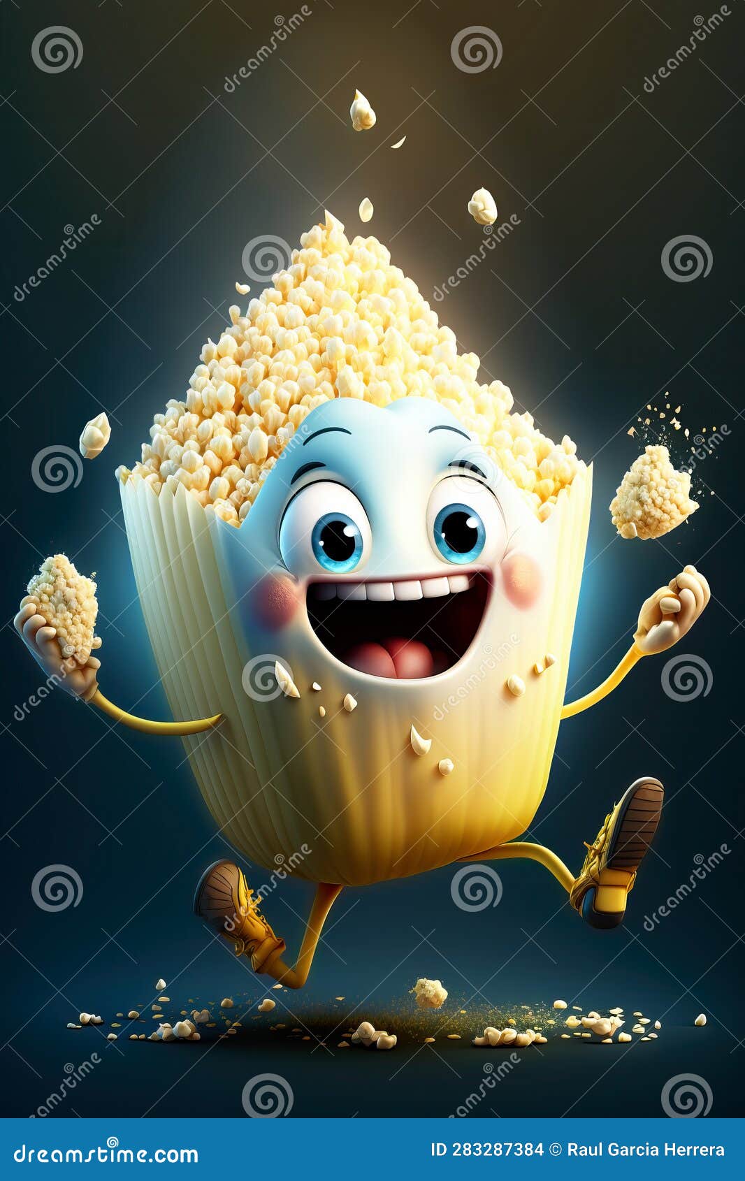 Cute Cartoon Happy Popcorn Character. Generative Ai Stock Illustration ...