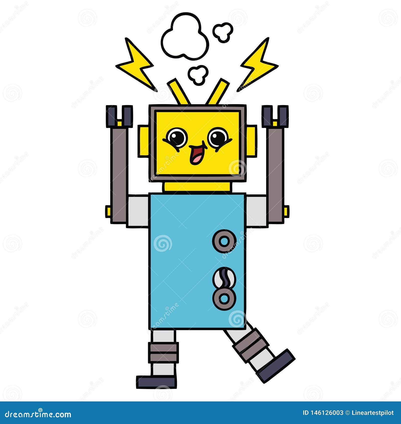 Cute Cartoon of a Happy Robot Stock Vector - Illustration of robot ...