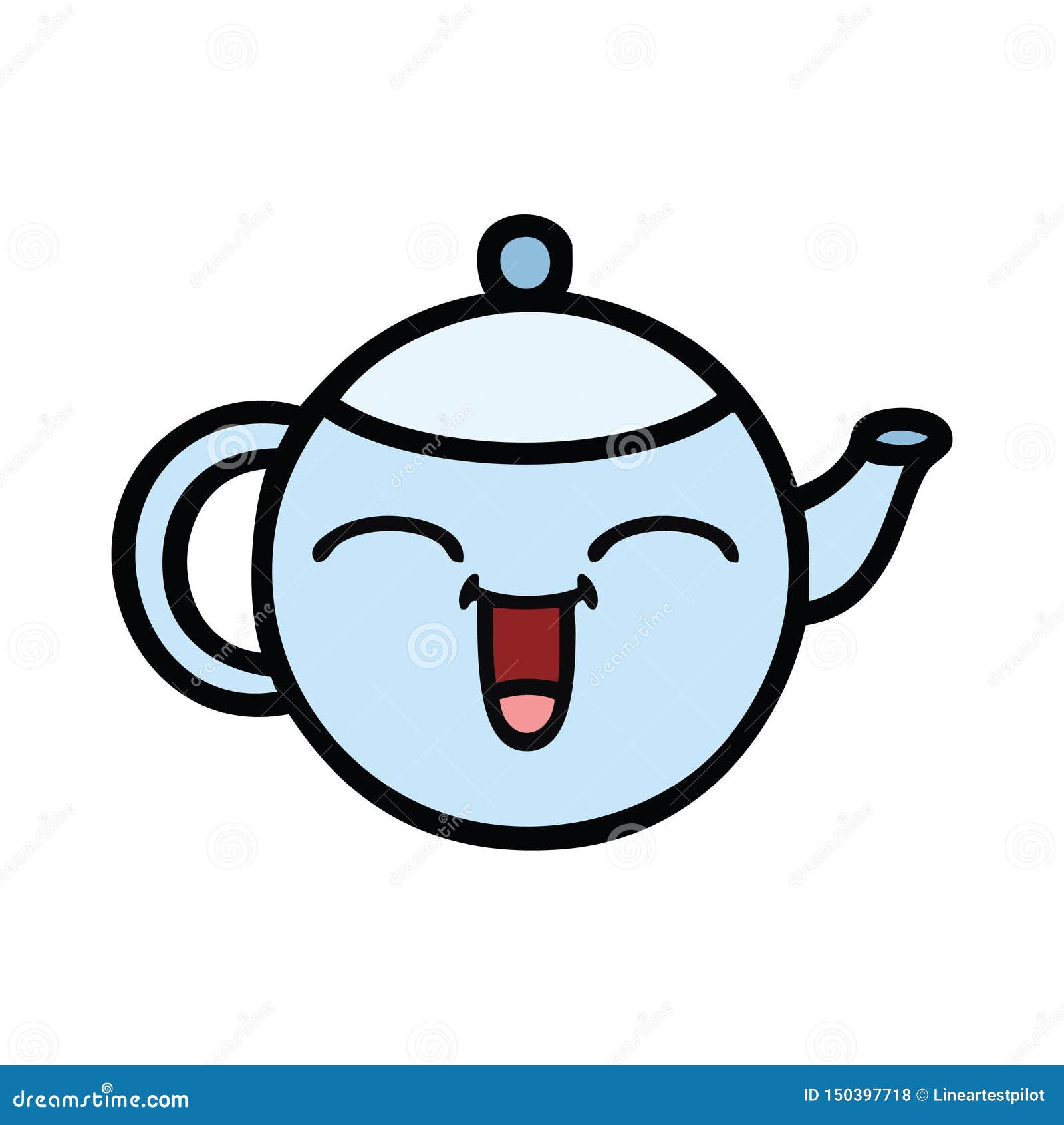 Cute Cartoon of a Happy Teapot Stock Vector - Illustration of drawing ...