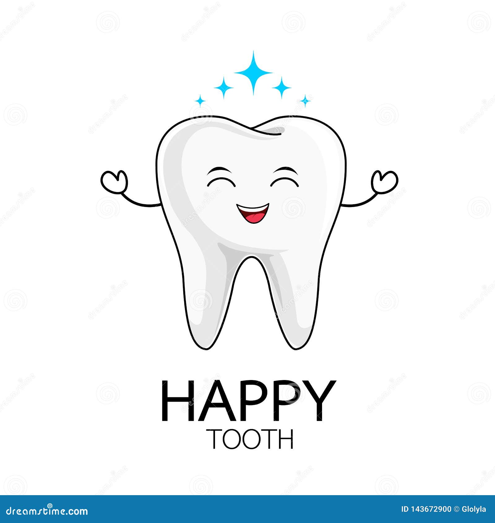 Cute Cartoon Happy Tooth Character Stock Vector Illustration Of Wash