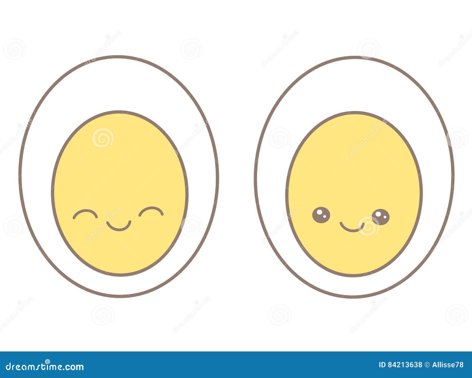 Cute Cartoon Hard Boiled Eggs Isolated on White Background Stock Vector ...