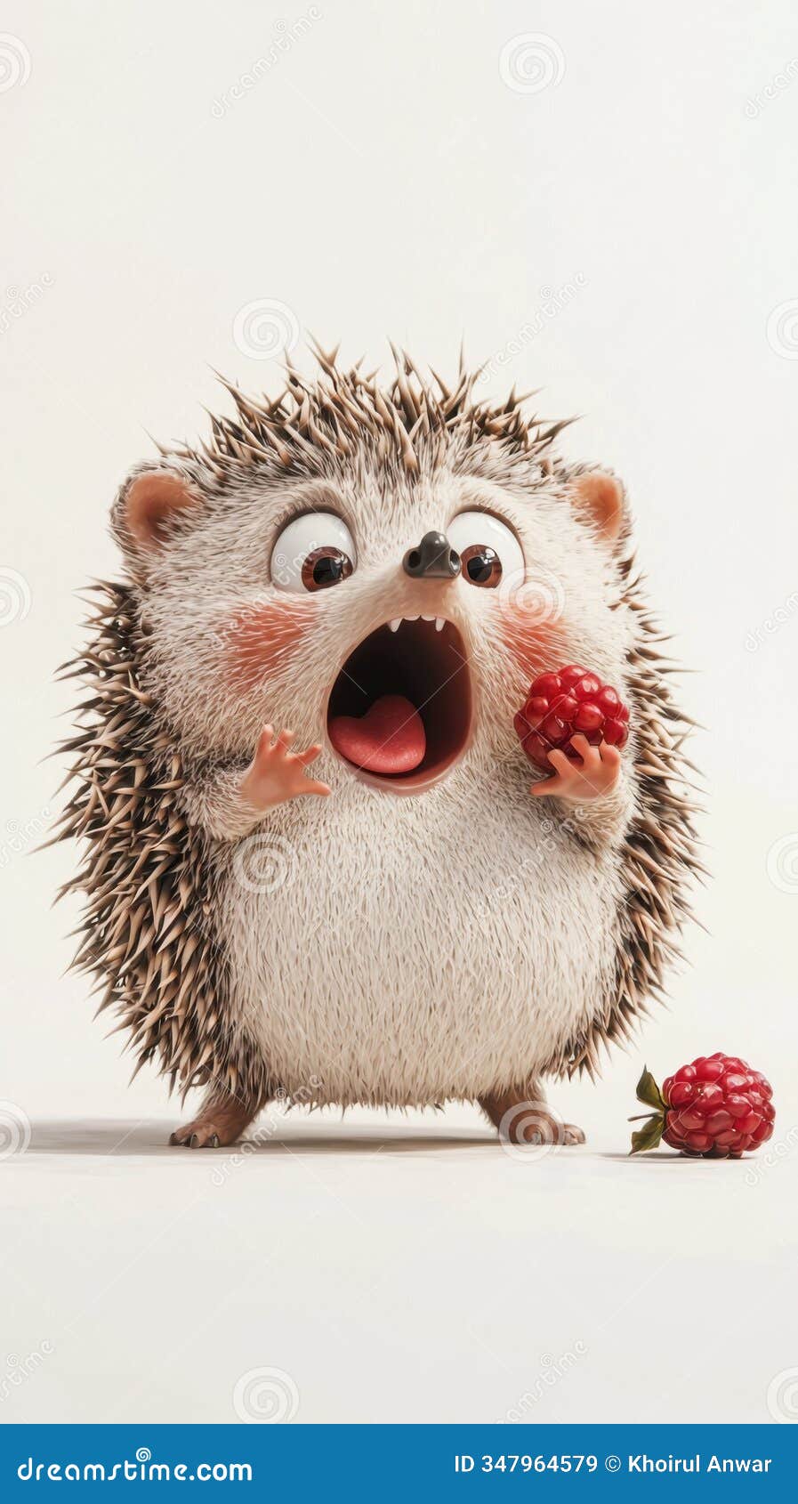 Cute Cartoon Hedgehog Surprised with a Raspberry Stock Illustration ...