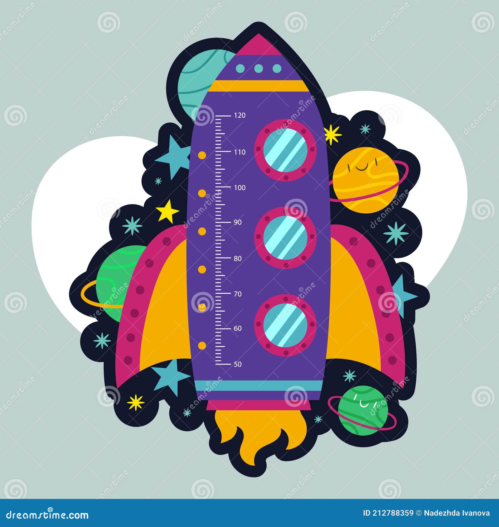 Cute Cartoon Height Meter Vector Illustration. Stock Vector ...