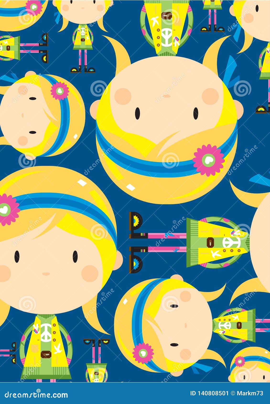 Cute Cartoon Hippie Pattern | CartoonDealer.com #140808501