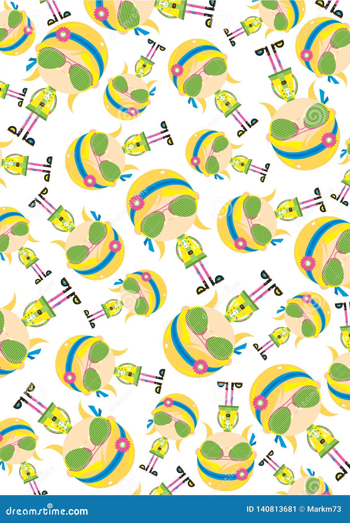 Cute Cartoon Hippie Pattern Stock Vector - Illustration of subcultures ...