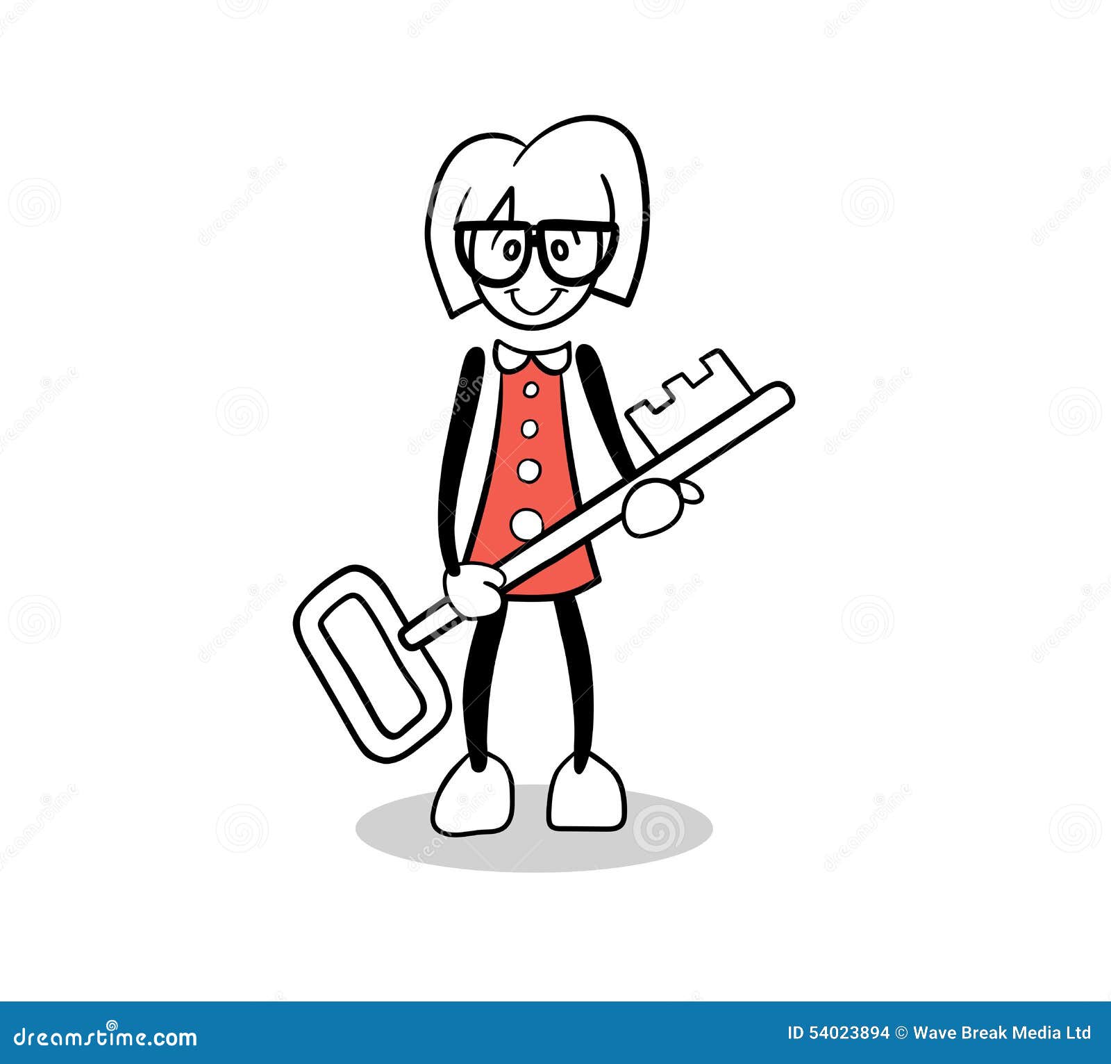 Cute cartoon holding a key stock vector. Illustration of showing - 54023894