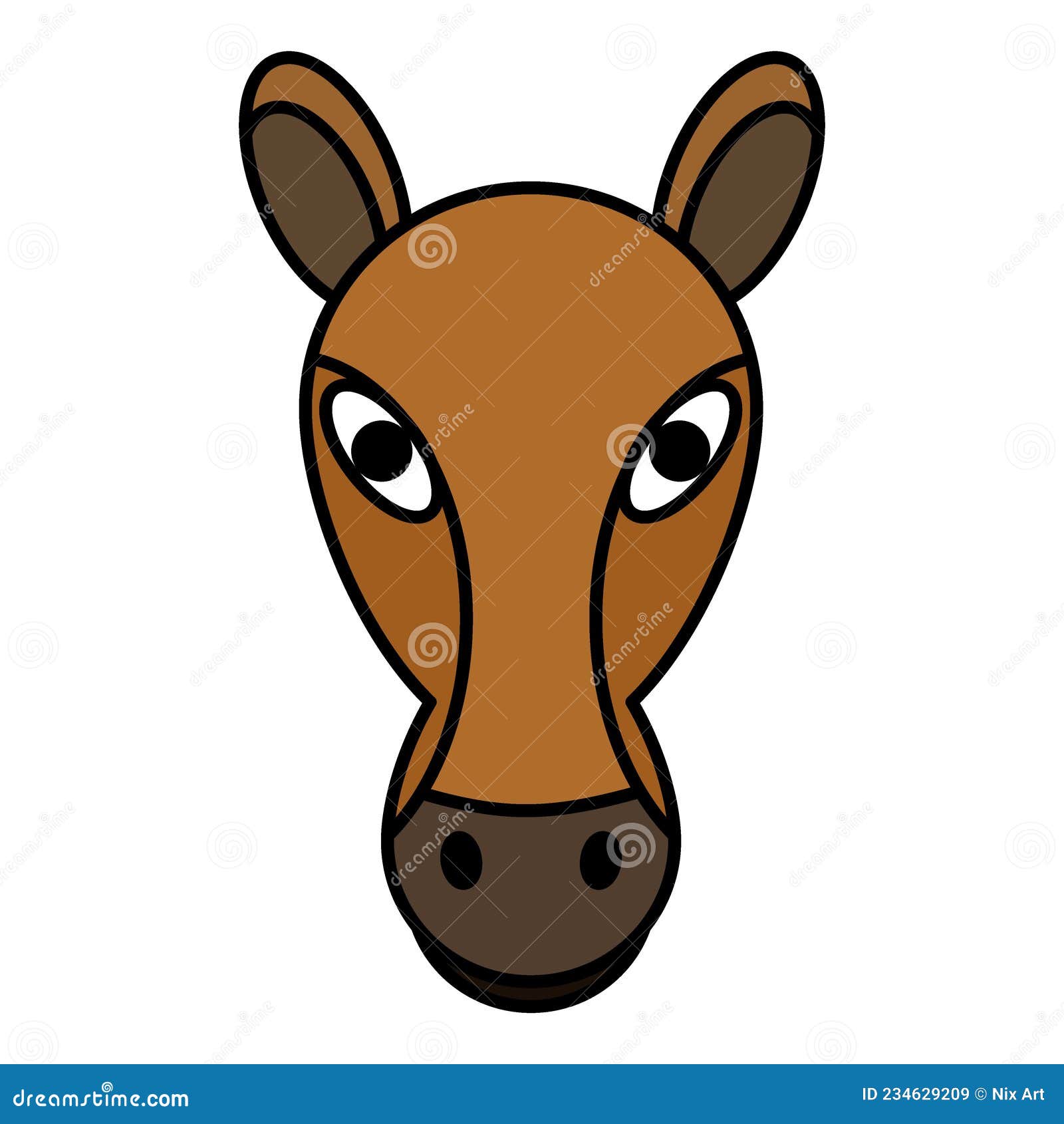 Cute Cartoon Horse Face.vector Illustration Stock Vector - Illustration ...