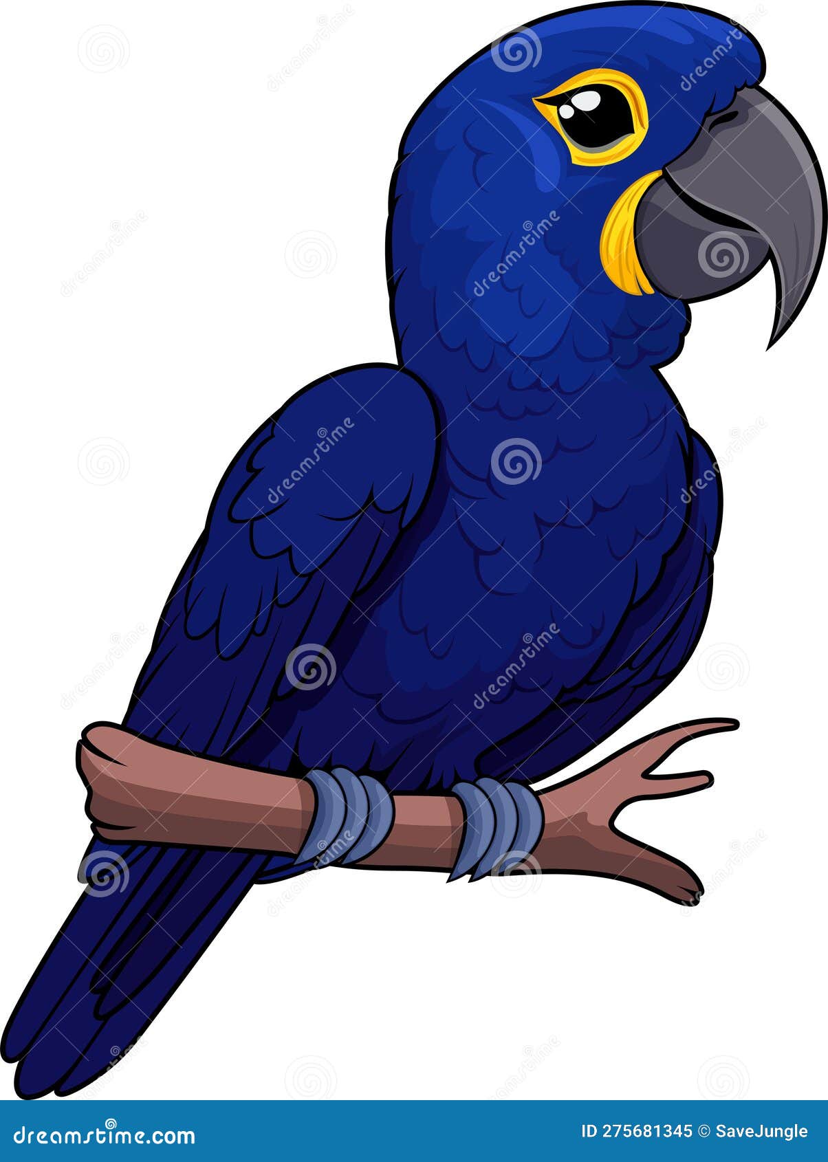 Cute Cartoon Hyacinth Macaw Ara Parrot Sticker Stock Vector ...