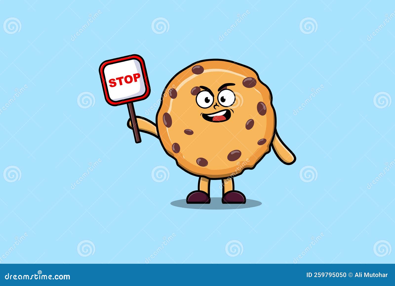 Cute Cartoon Illustration Biscuits with Stop Sign Stock Vector ...