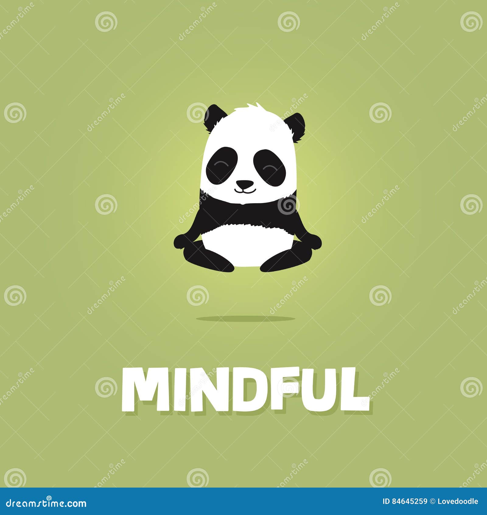 Cute Cartoon Illustration of Panda Meditating and Levitating Stock ...