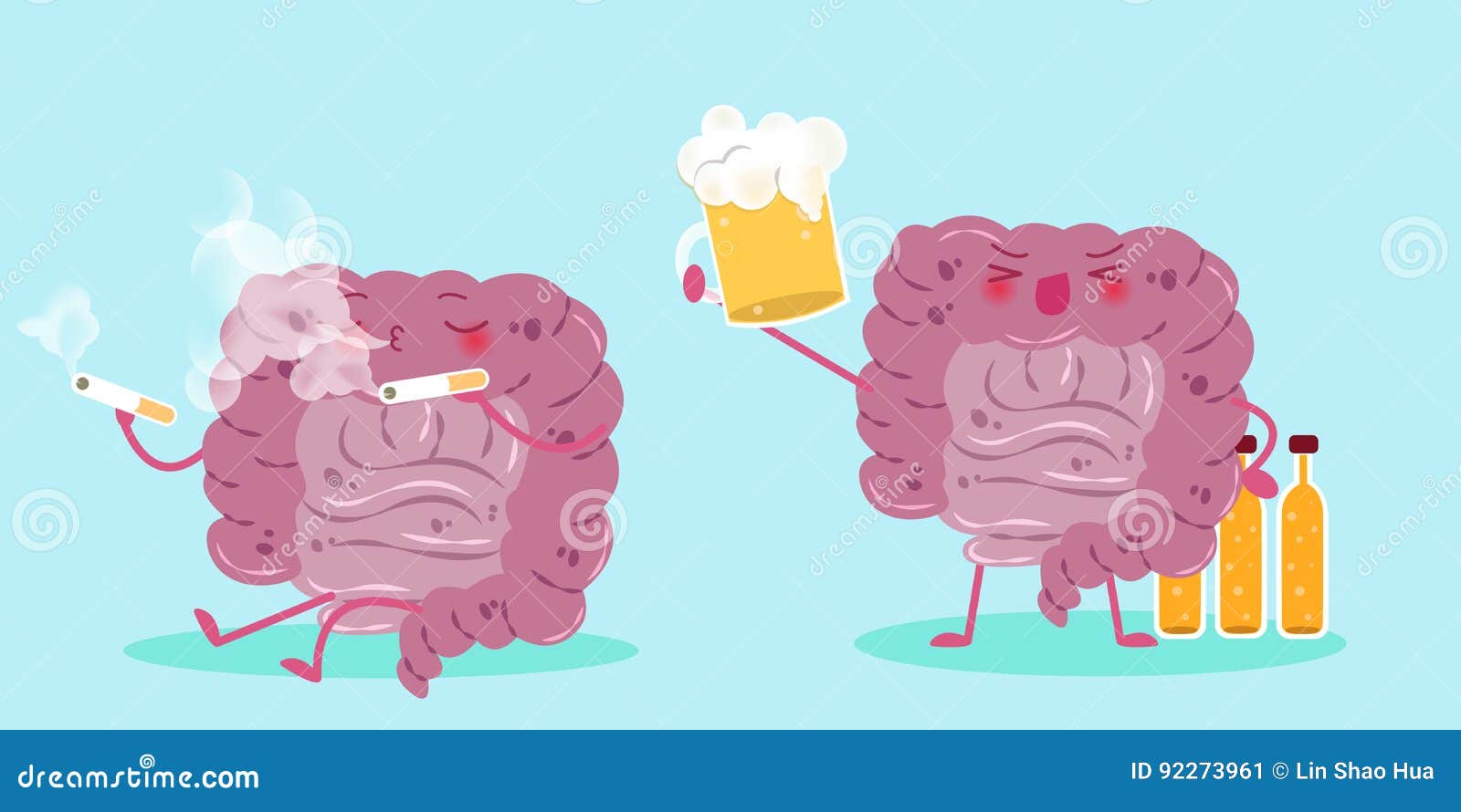 Cute cartoon intestine stock vector. Illustration of cancer - 92273961